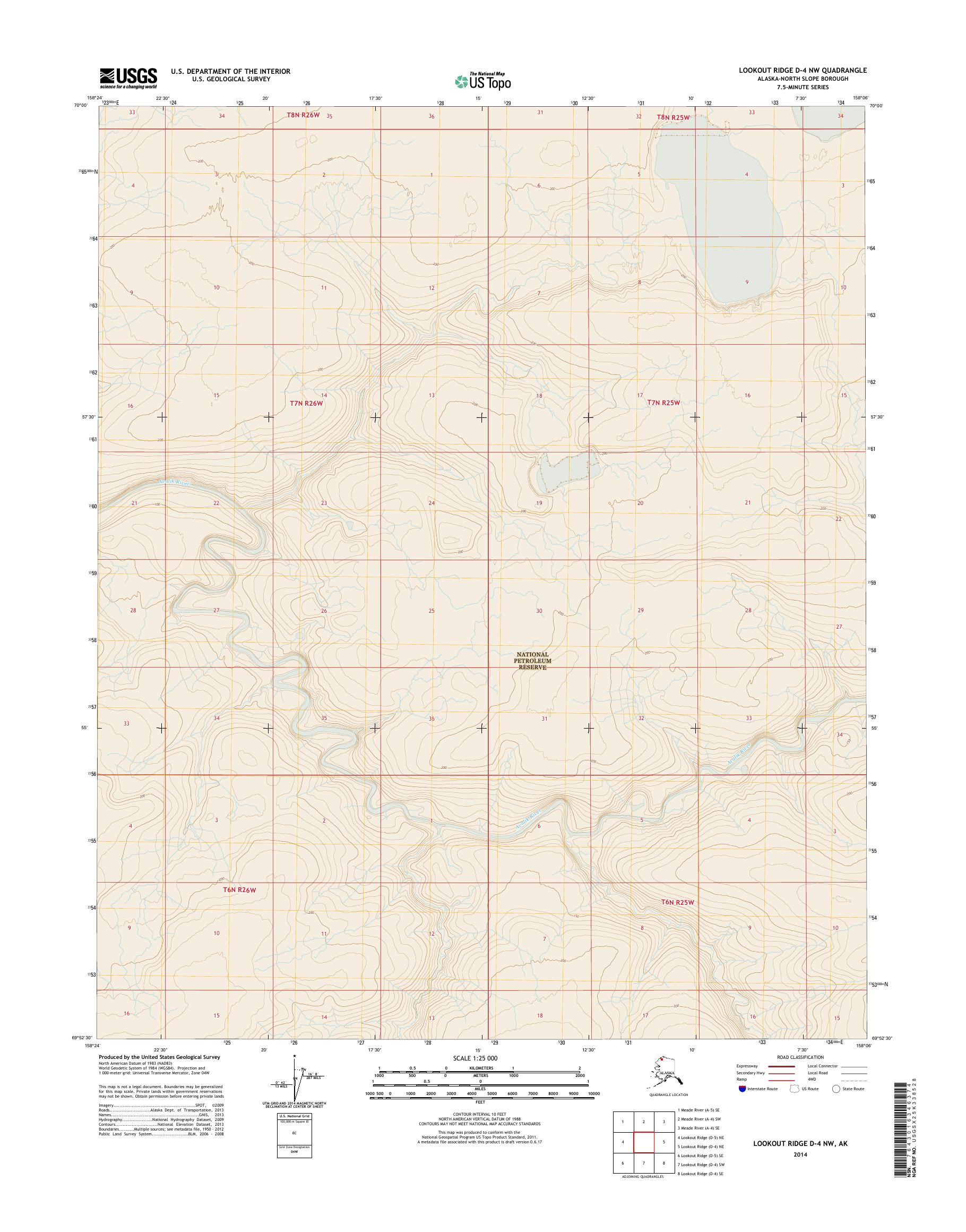 Lookout Ridge D-4 NW Alaska US Topo Map – MyTopo Map Store