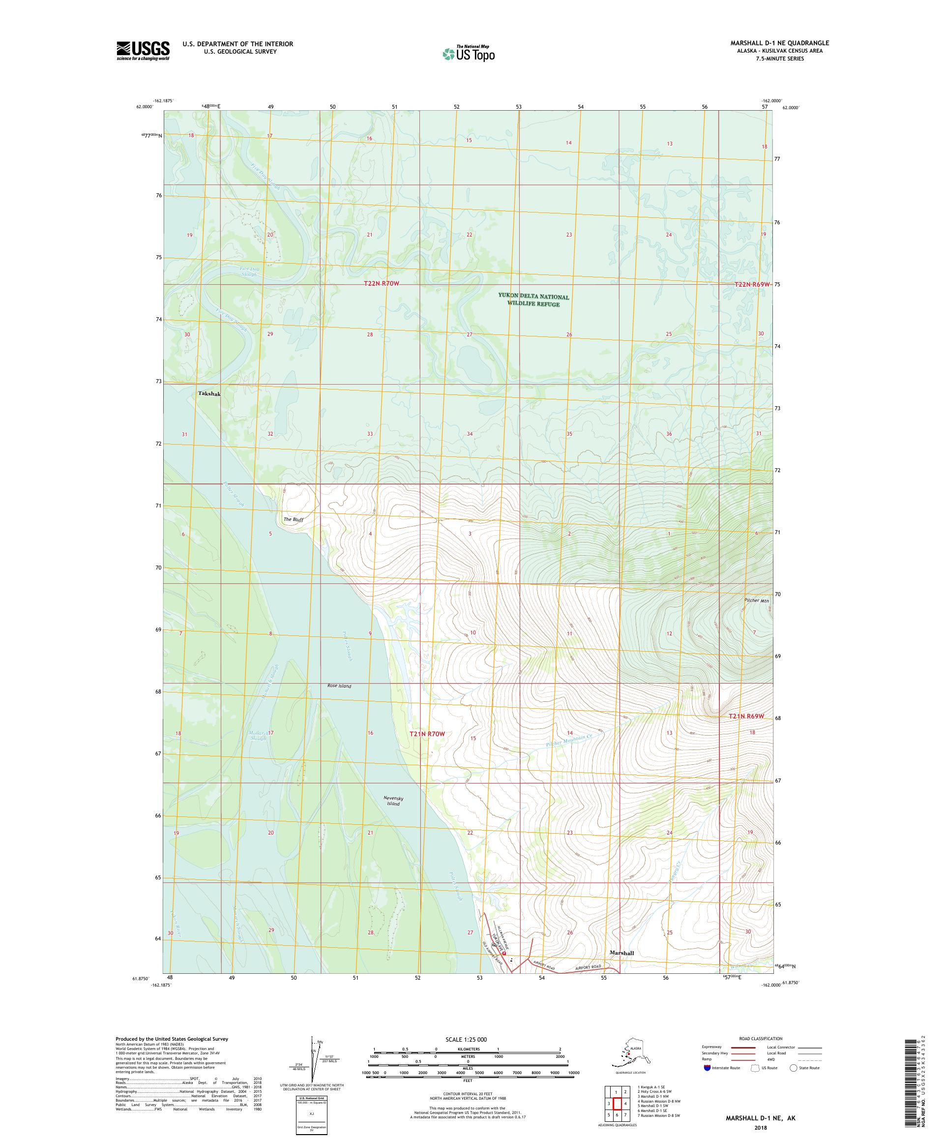 Marshall D-1 NE Alaska US Topo Map – MyTopo Map Store