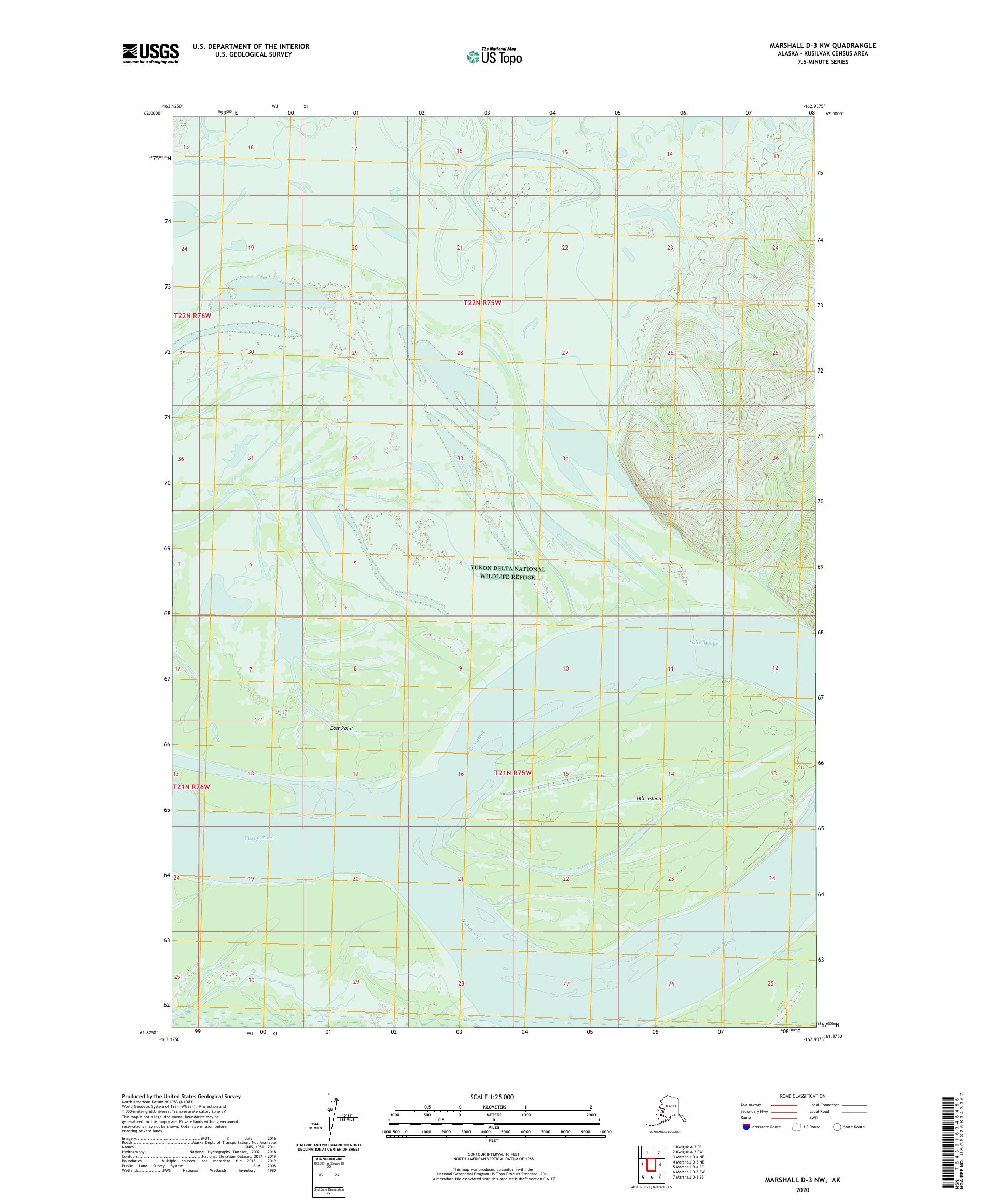 Marshall D-3 NW Alaska US Topo Map – MyTopo Map Store