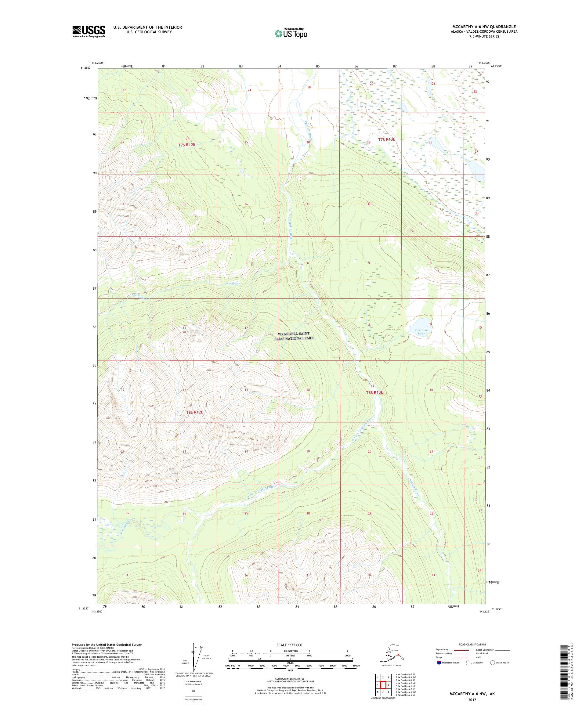 McCarthy A-6 NW Alaska US Topo Map – MyTopo Map Store