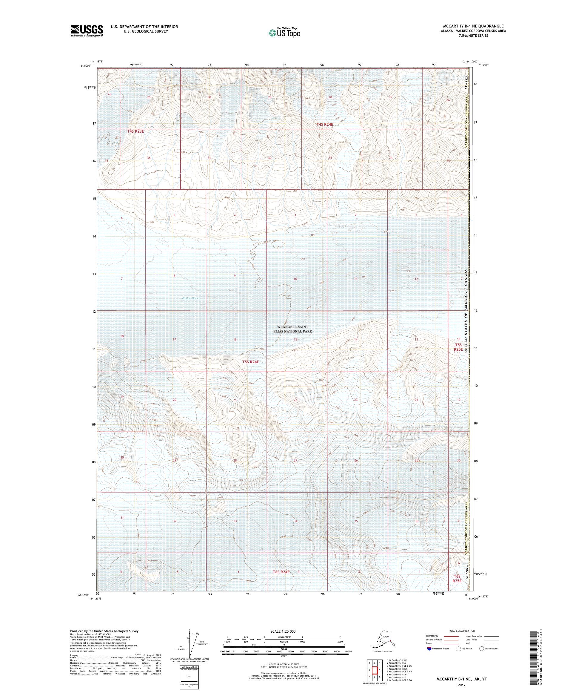 McCarthy B-1 NE Alaska US Topo Map – MyTopo Map Store