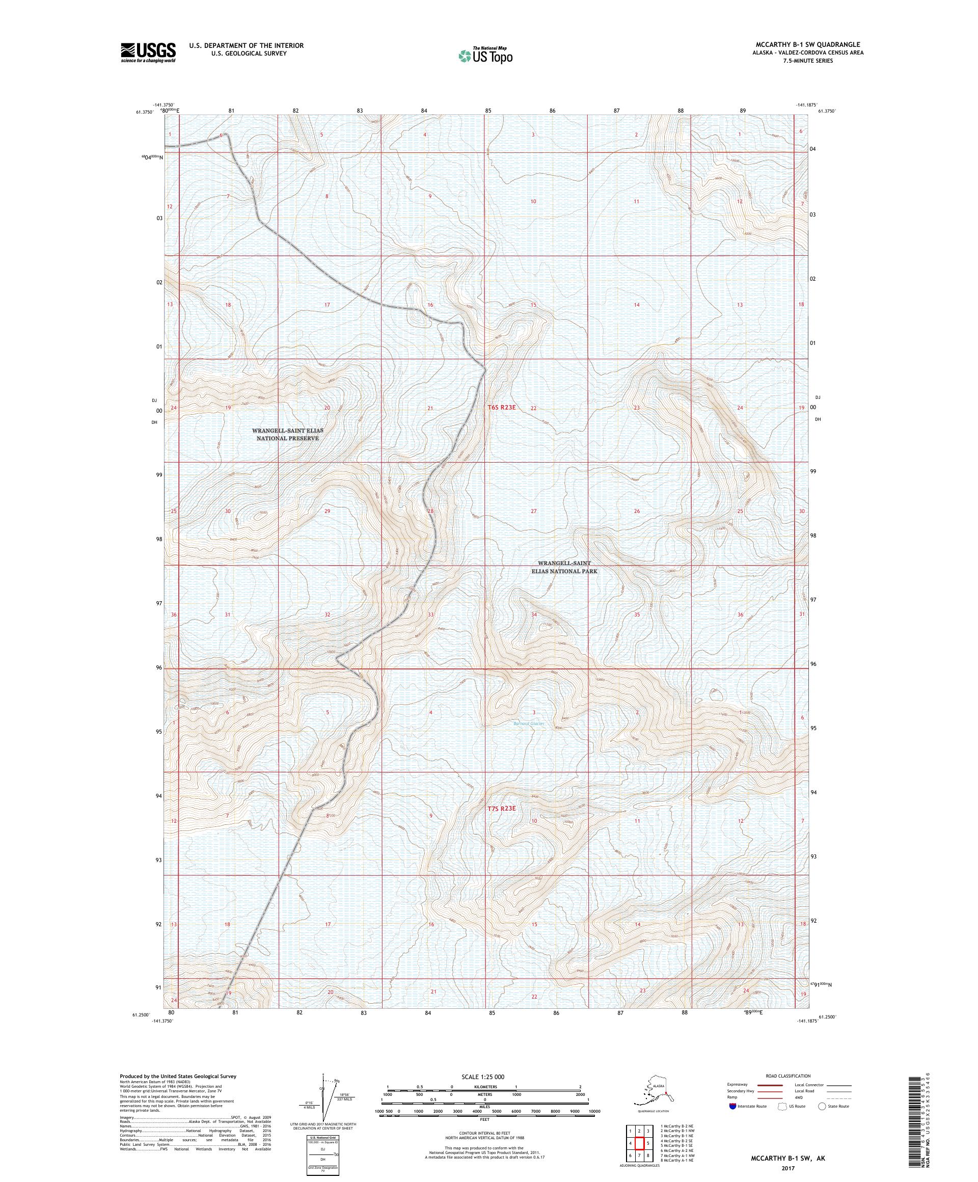 McCarthy B-1 SW Alaska US Topo Map – MyTopo Map Store