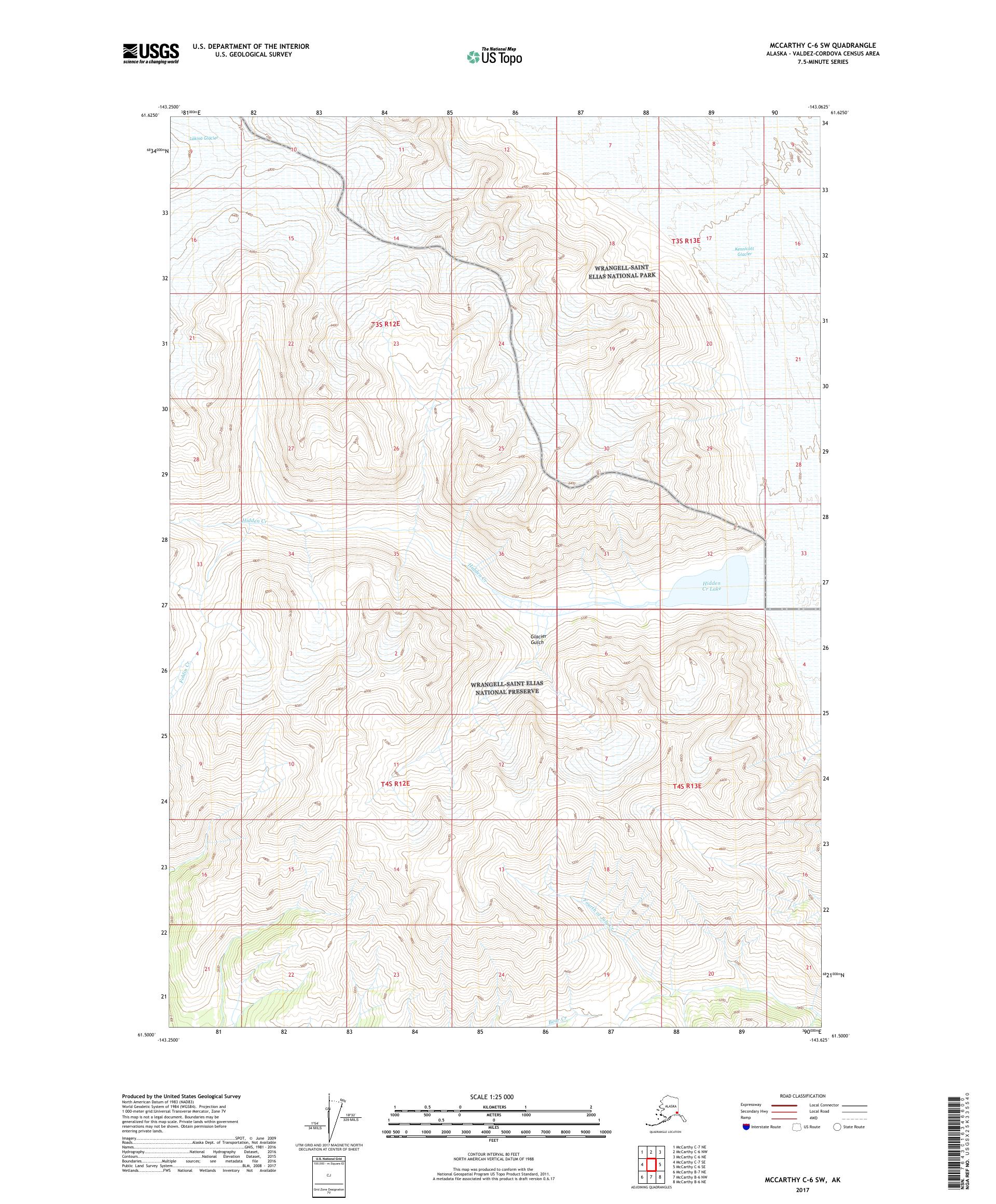 McCarthy C-6 SW Alaska US Topo Map – MyTopo Map Store