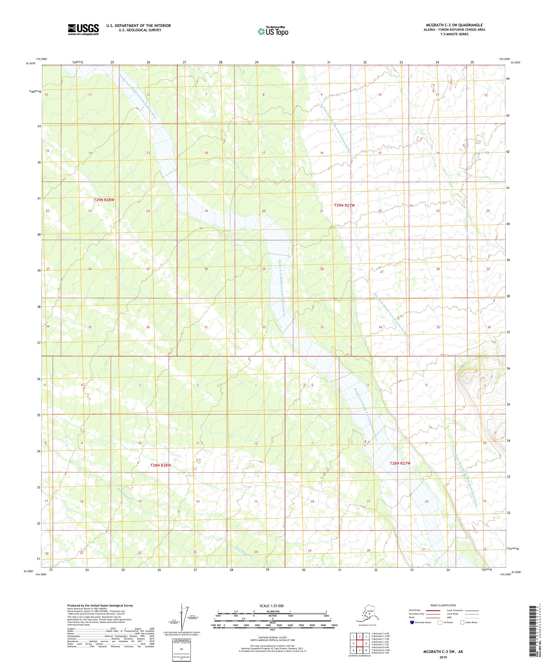 McGrath C-3 SW Alaska US Topo Map – MyTopo Map Store