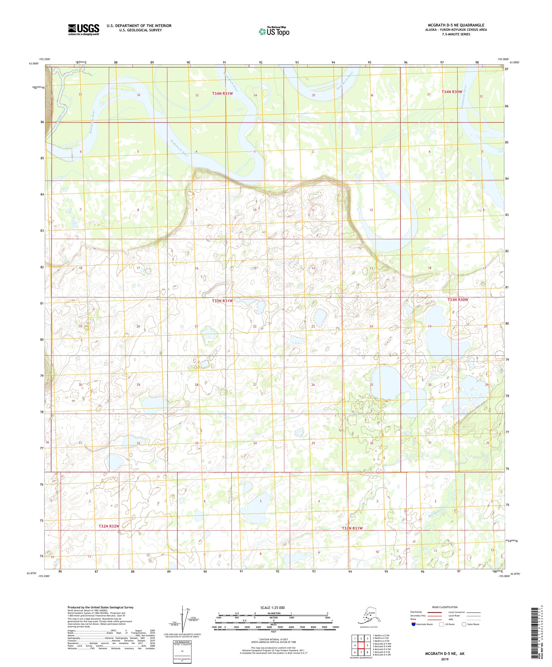 McGrath D-5 NE Alaska US Topo Map – MyTopo Map Store