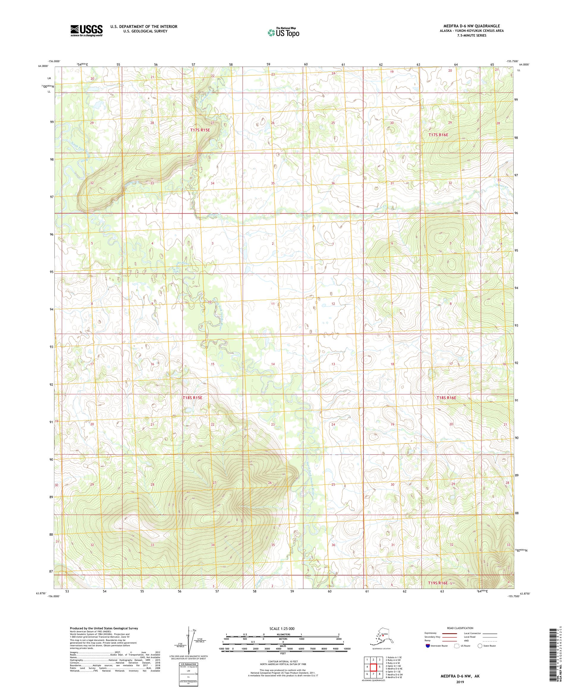 Medfra D-6 NW Alaska US Topo Map – MyTopo Map Store