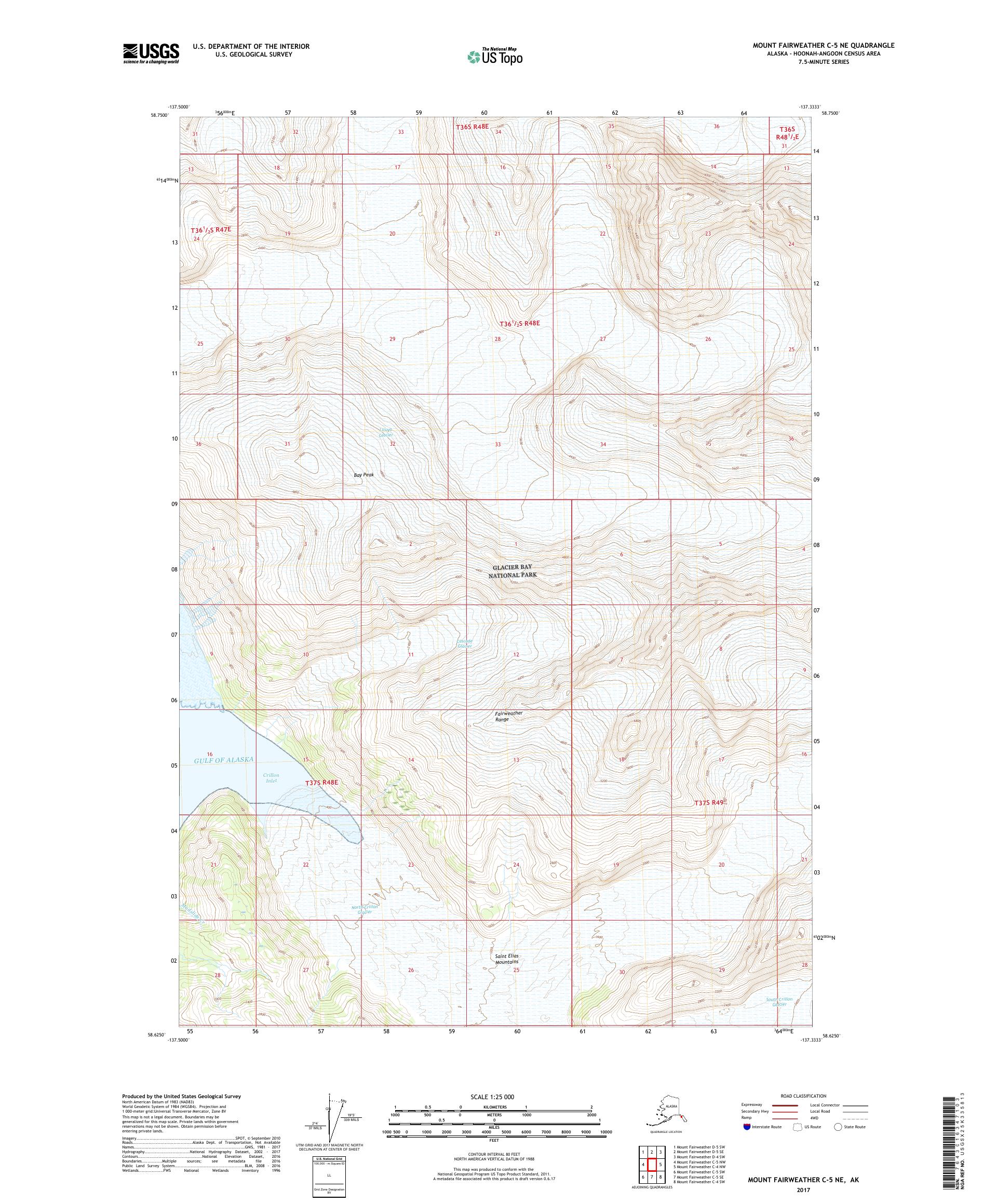 Mount Fairweather C-5 NE Alaska US Topo Map – MyTopo Map Store