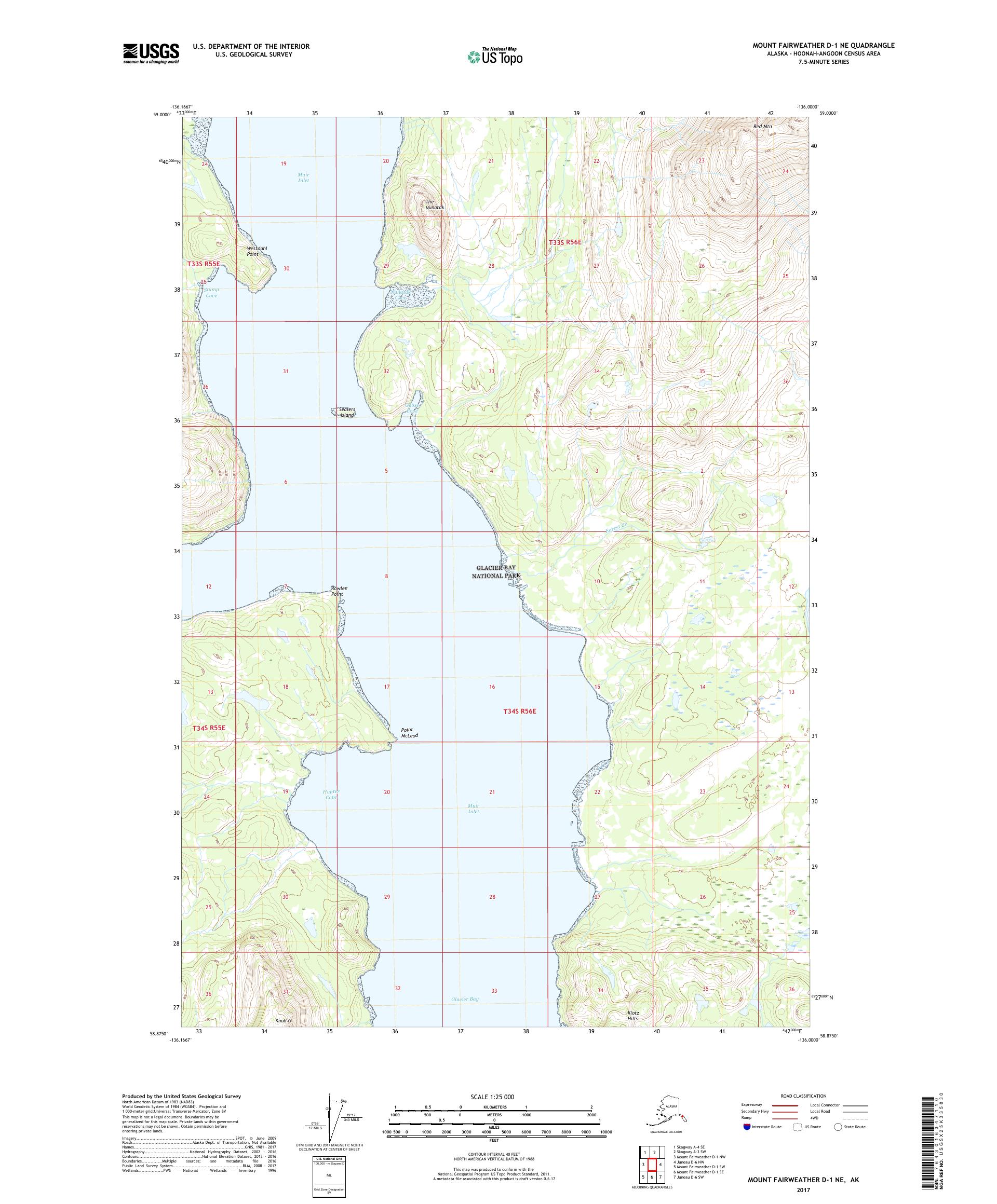 Mount Fairweather D-1 NE Alaska US Topo Map – MyTopo Map Store