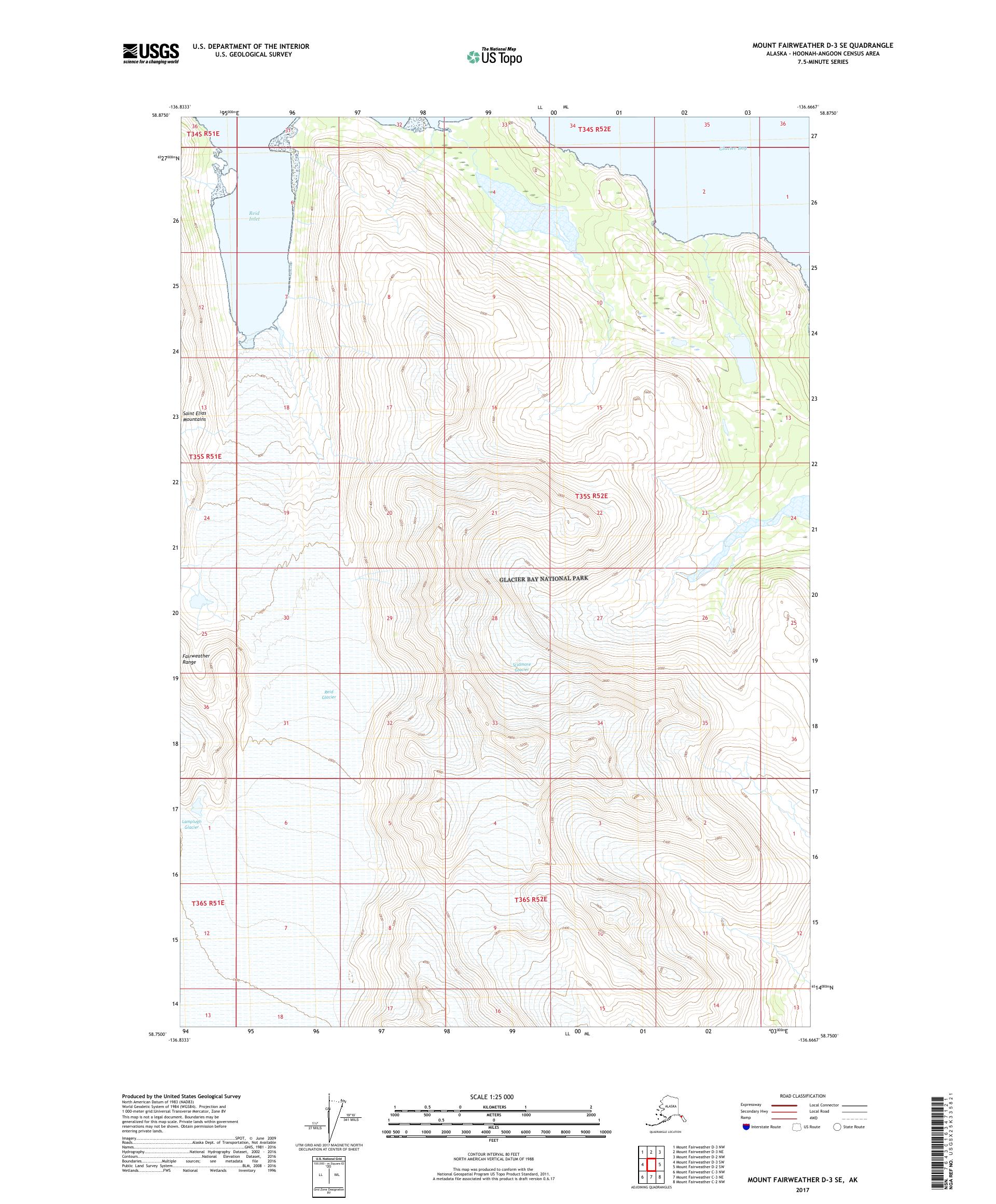 Mount Fairweather D-3 SE Alaska US Topo Map – MyTopo Map Store