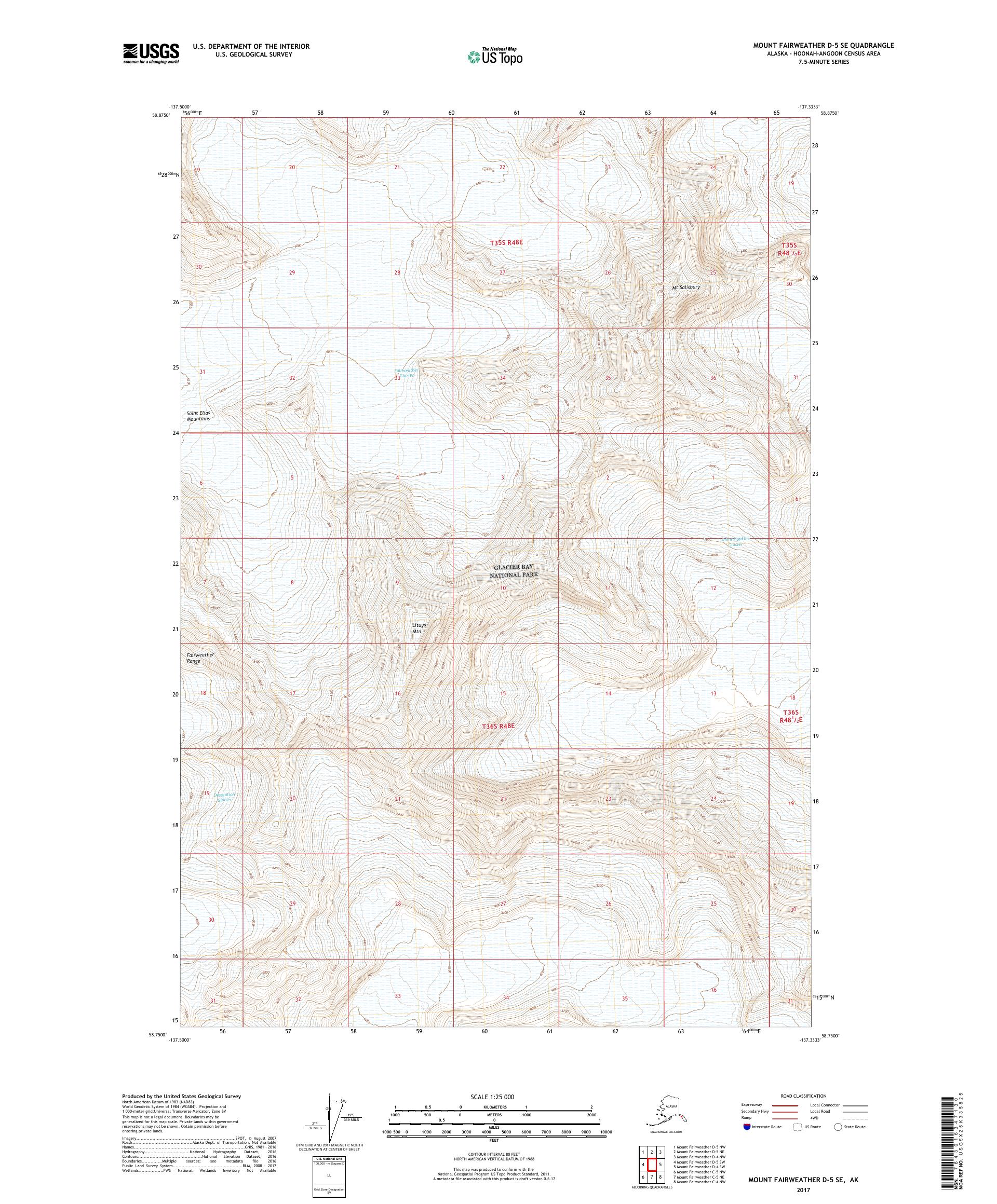 Mount Fairweather D-5 SE Alaska US Topo Map – MyTopo Map Store