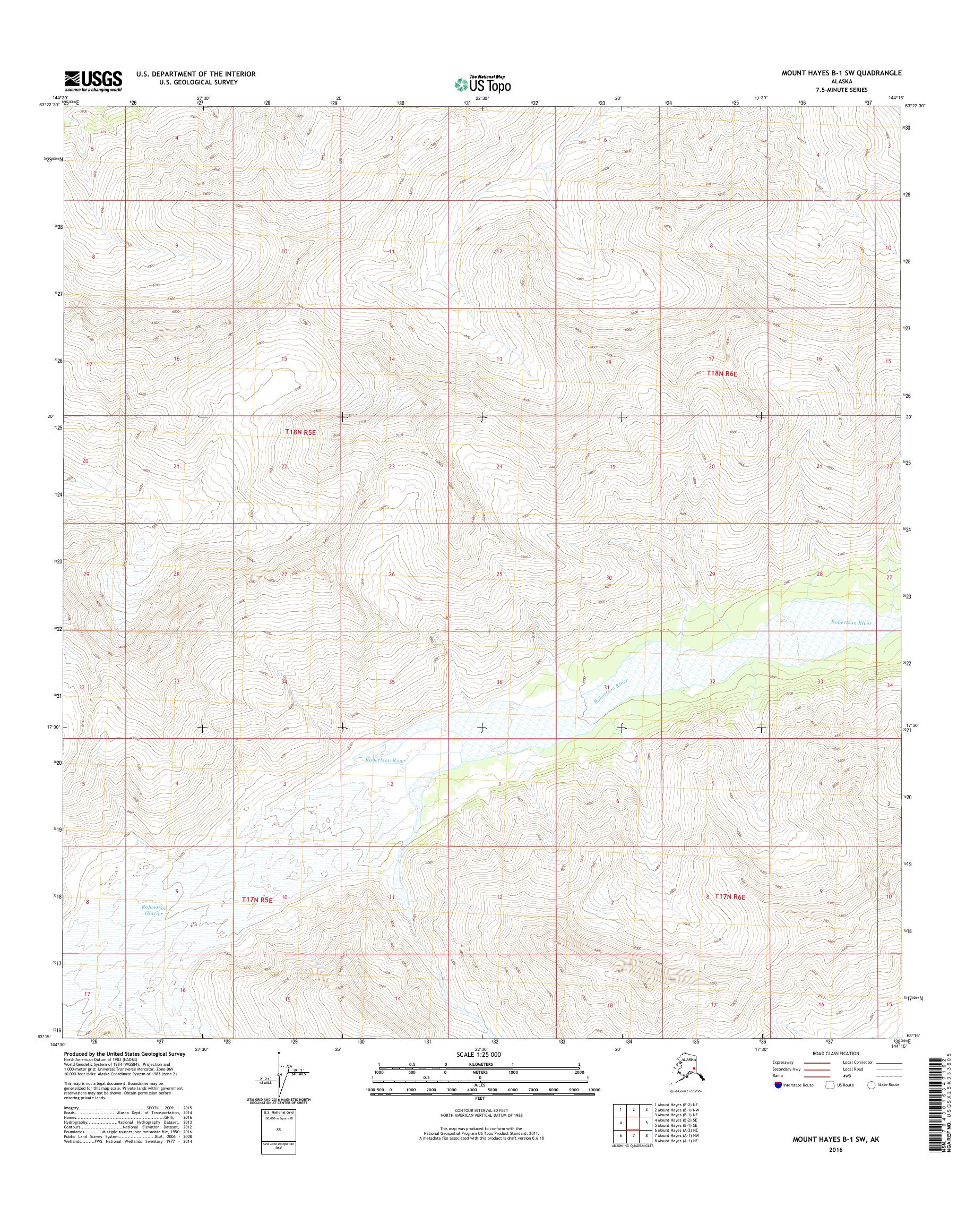 Mount Hayes B-1 SW Alaska US Topo Map – MyTopo Map Store