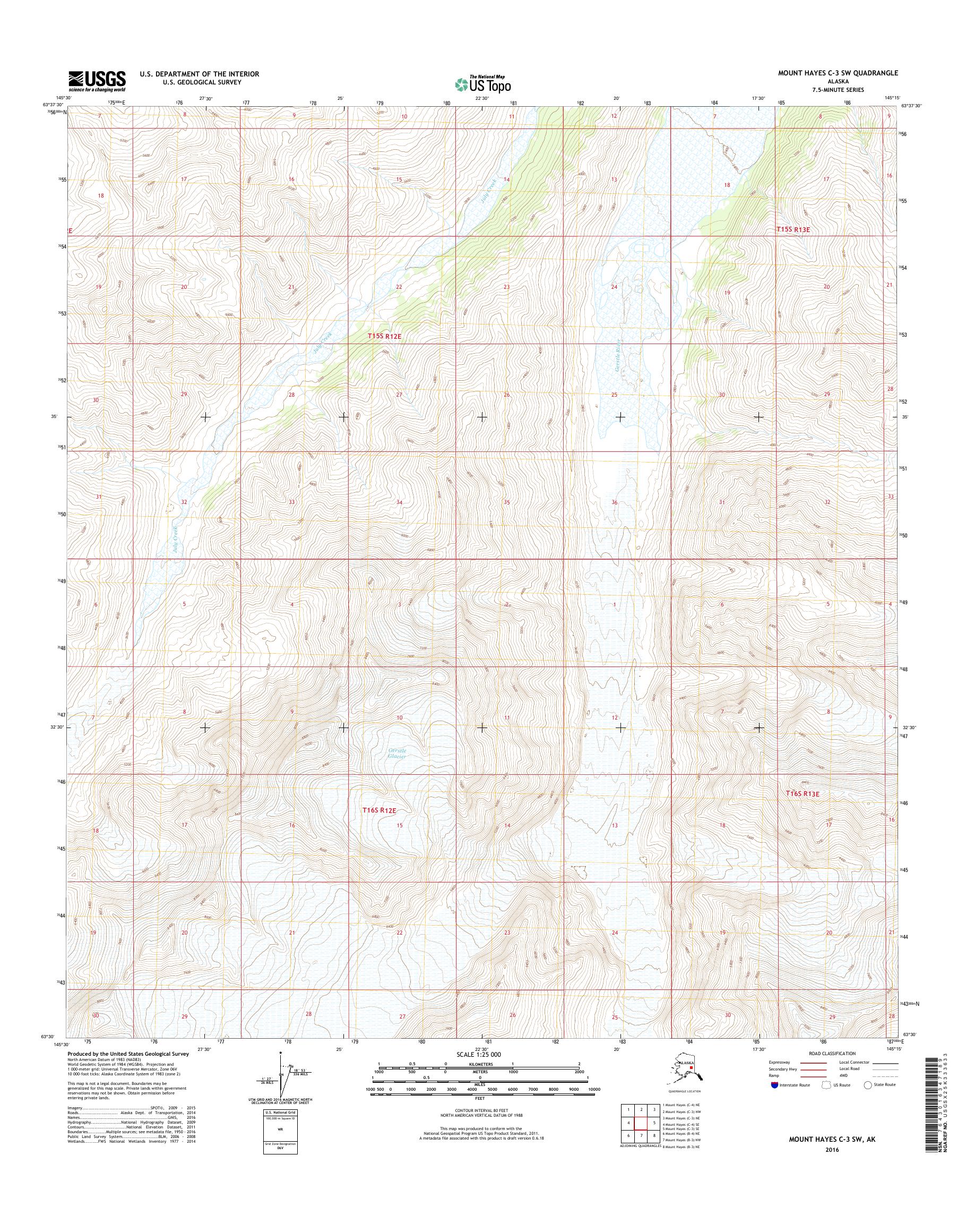 Mount Hayes C-3 SW Alaska US Topo Map – MyTopo Map Store