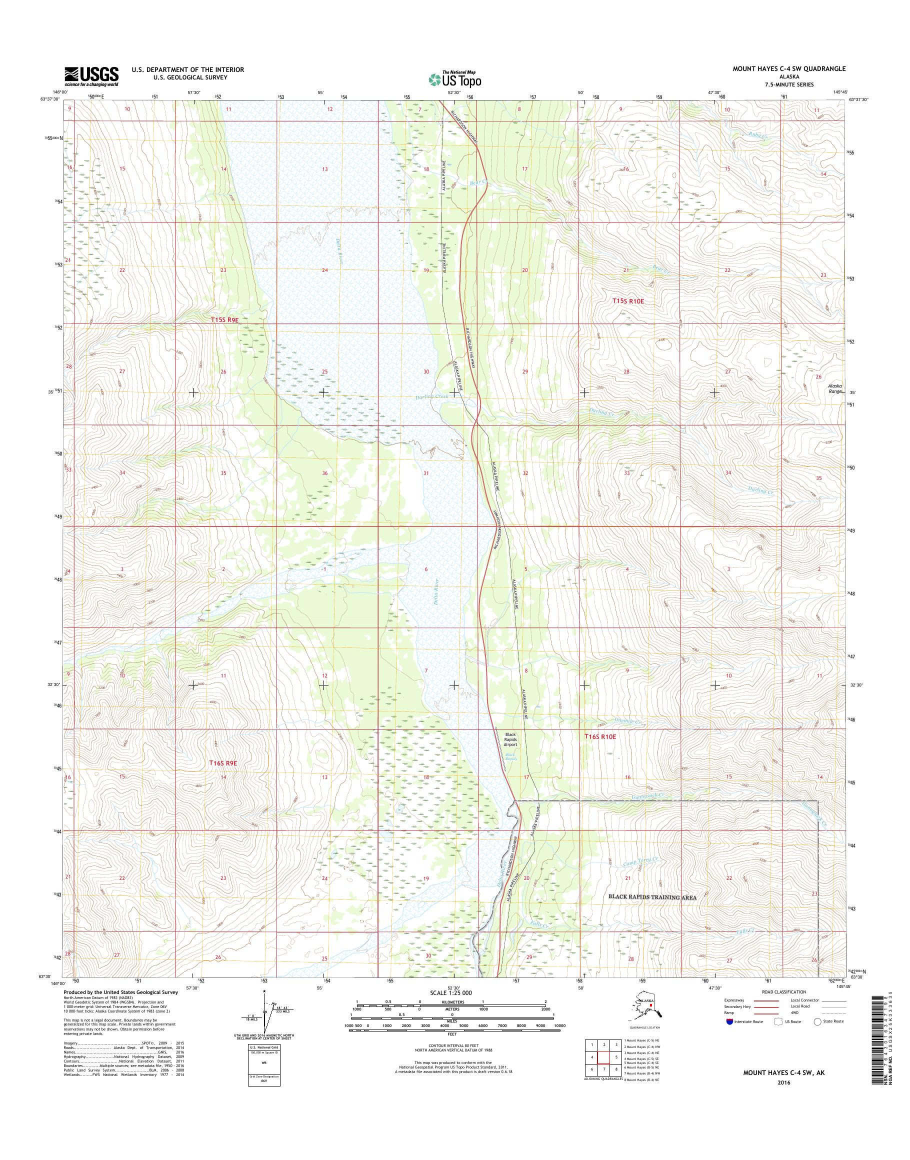 Mount Hayes C-4 SW Alaska US Topo Map – MyTopo Map Store