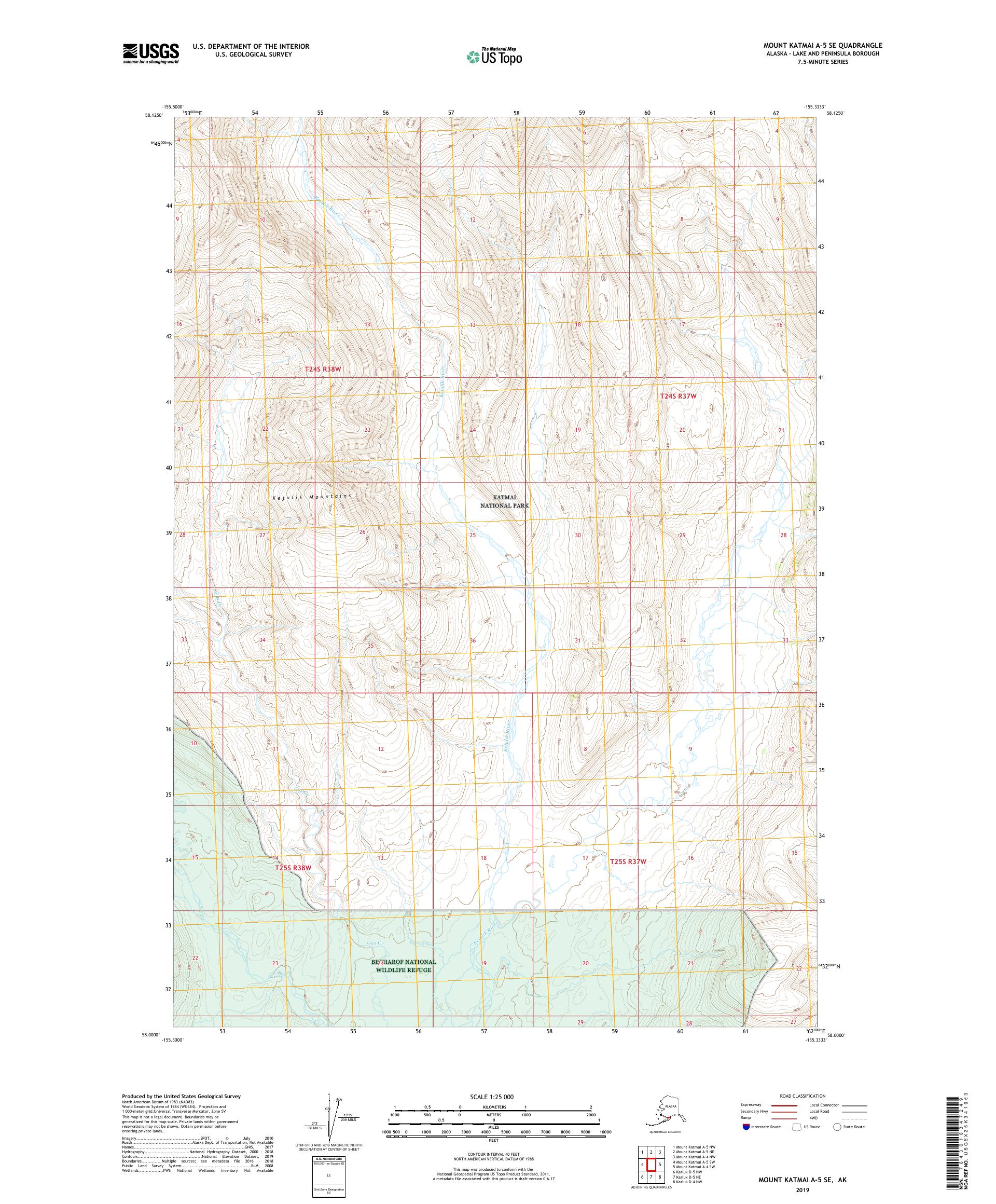 Mount Katmai A-5 SE Alaska US Topo Map – MyTopo Map Store