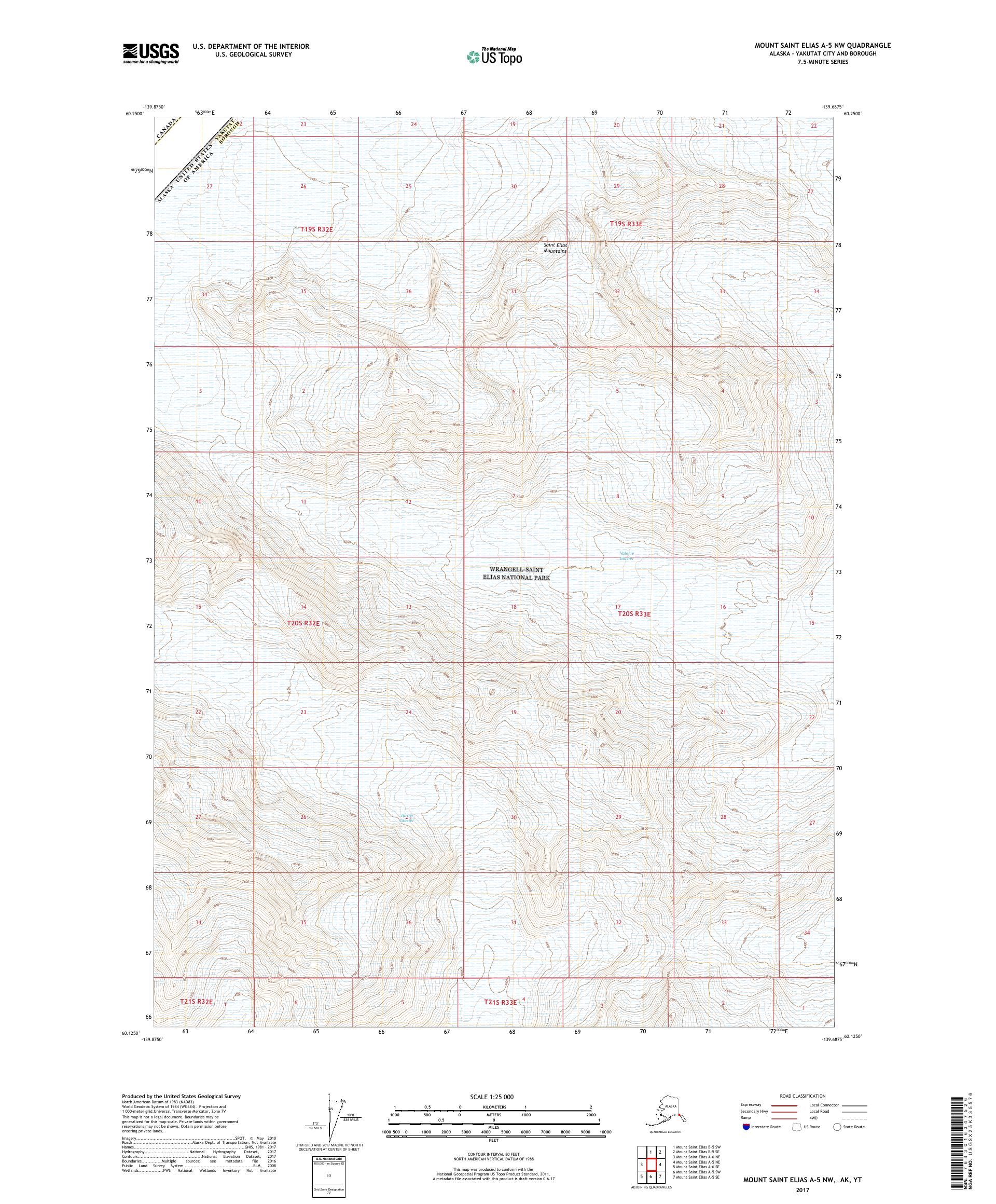 Mount Saint Elias A-5 NW Alaska US Topo Map – MyTopo Map Store