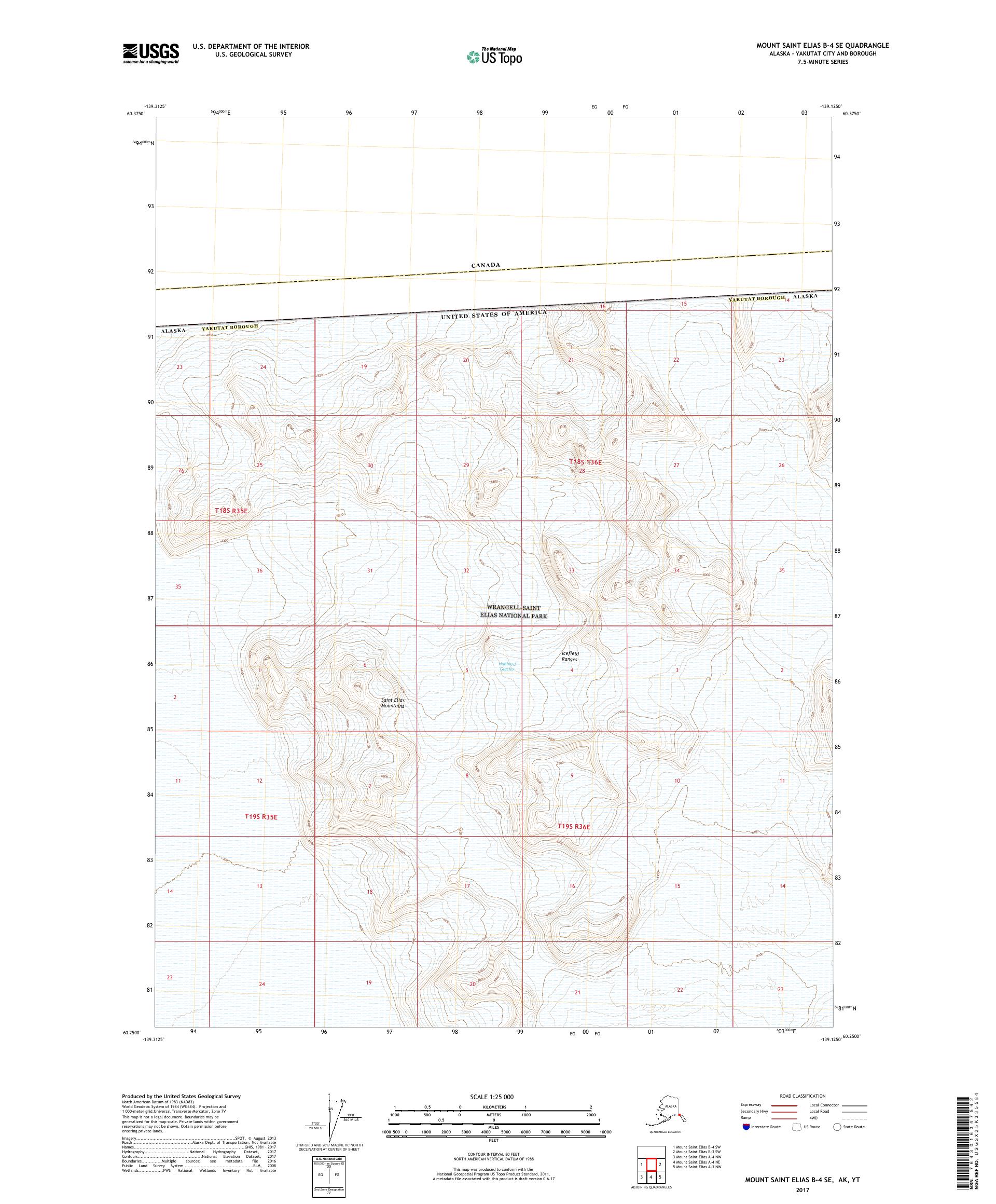 Mount Saint Elias B-4 SE Alaska US Topo Map – MyTopo Map Store