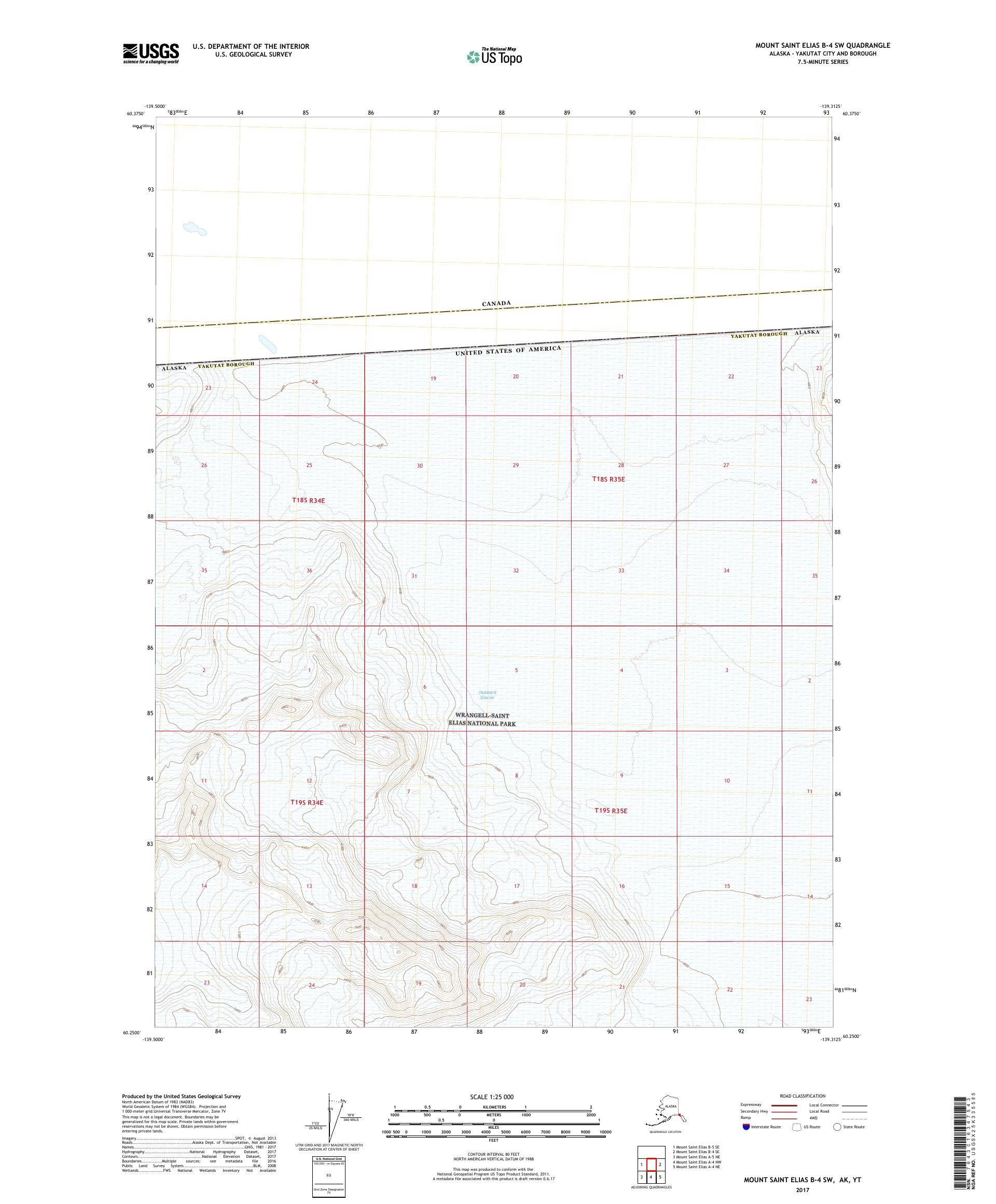 Mount Saint Elias B-4 SW Alaska US Topo Map – MyTopo Map Store