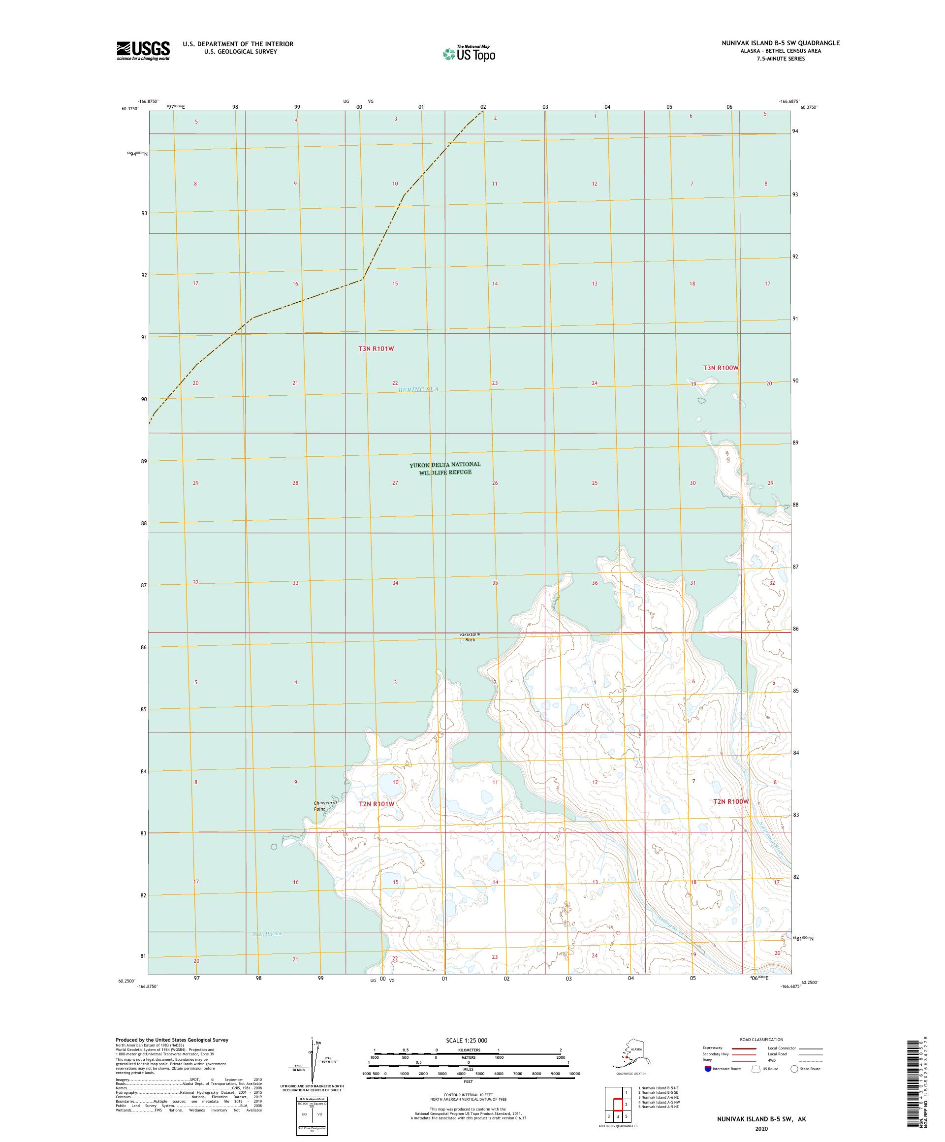 Nunivak Island B-5 SW Alaska US Topo Map – MyTopo Map Store