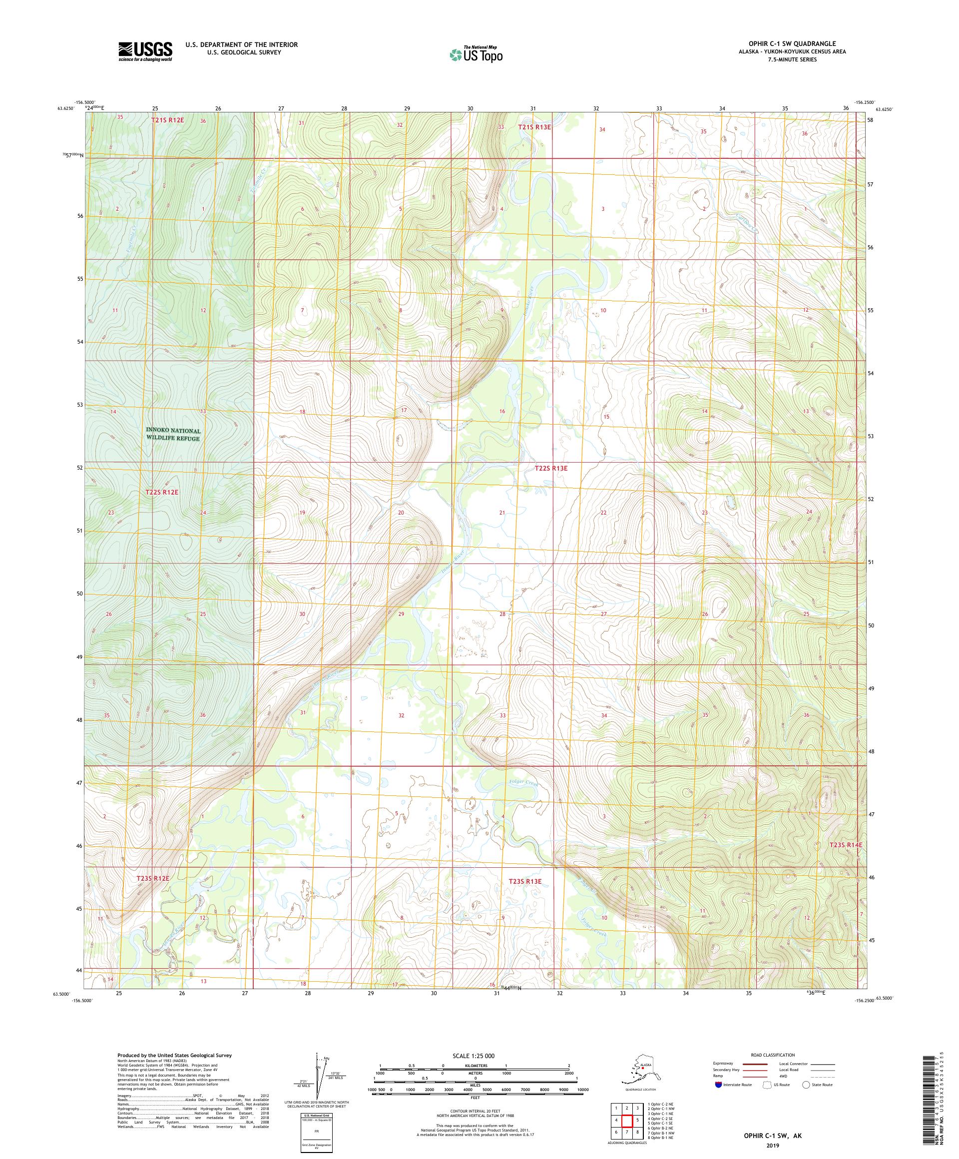 Ophir C-1 SW Alaska US Topo Map – MyTopo Map Store
