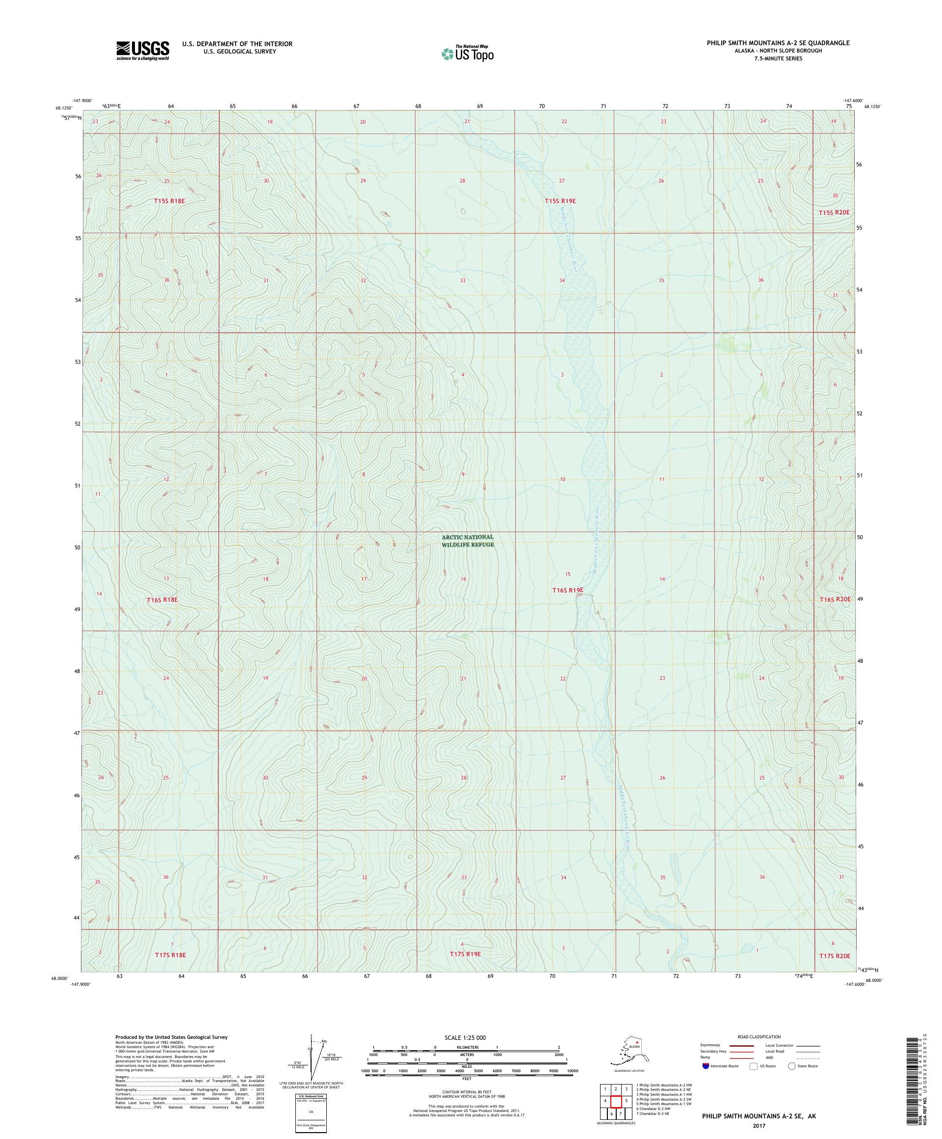 Philip Smith Mountains A-2 SE Alaska US Topo Map – MyTopo Map Store
