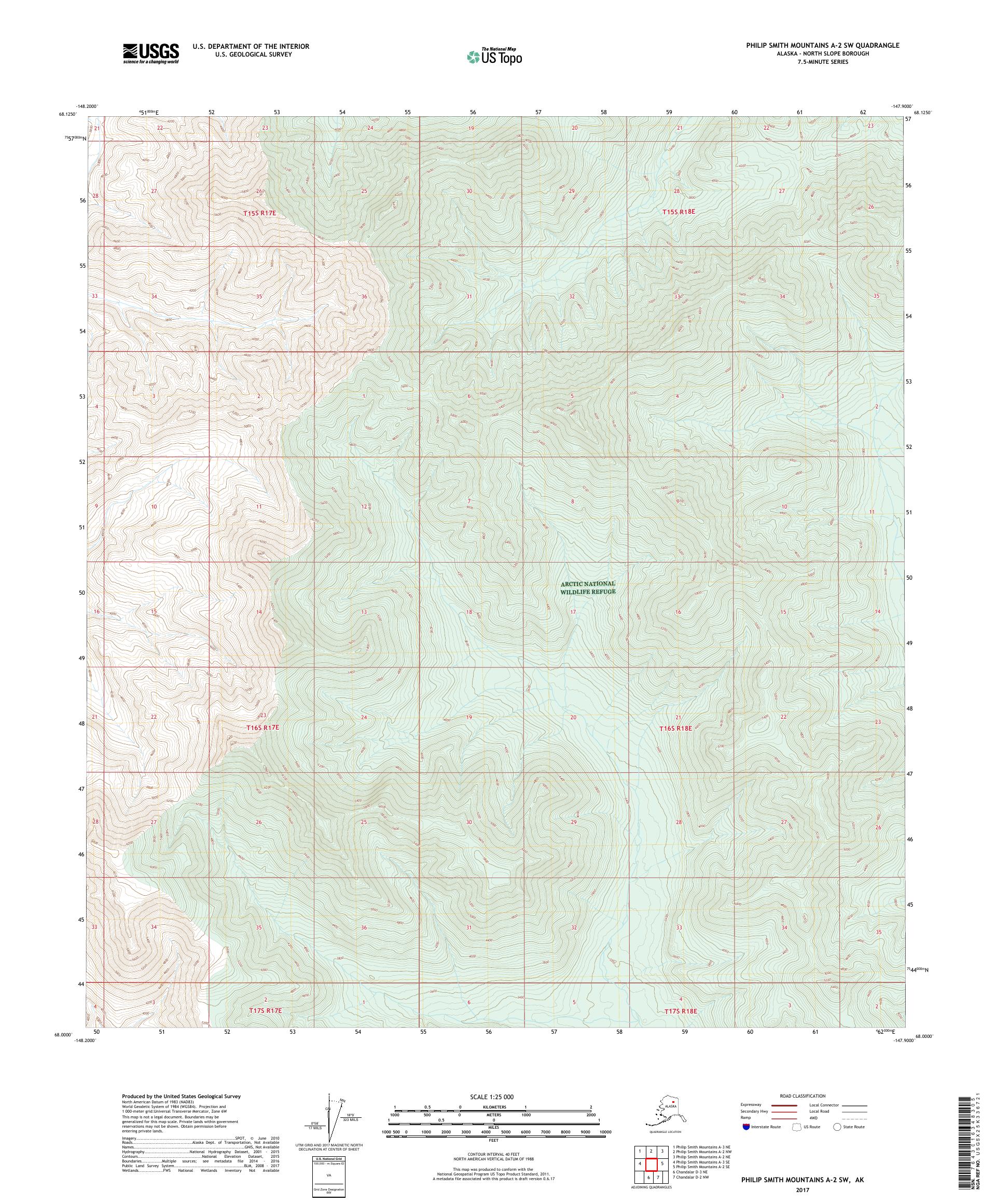Philip Smith Mountains A-2 SW Alaska US Topo Map – MyTopo Map Store
