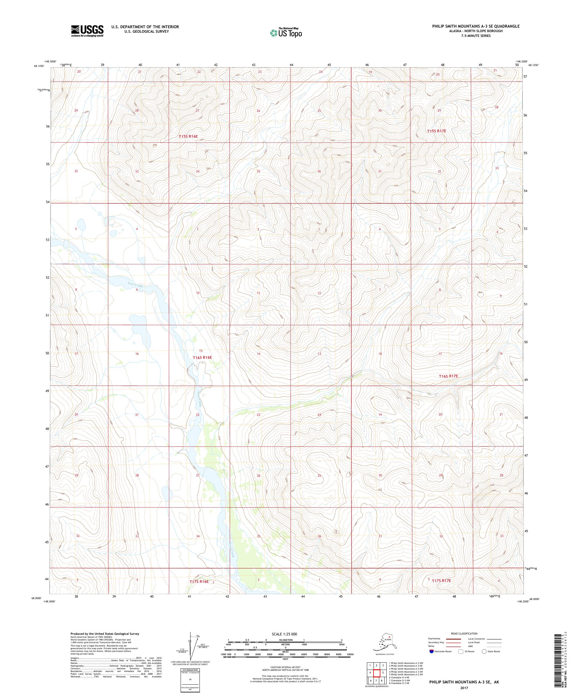 Philip Smith Mountains A-3 SE Alaska US Topo Map – MyTopo Map Store