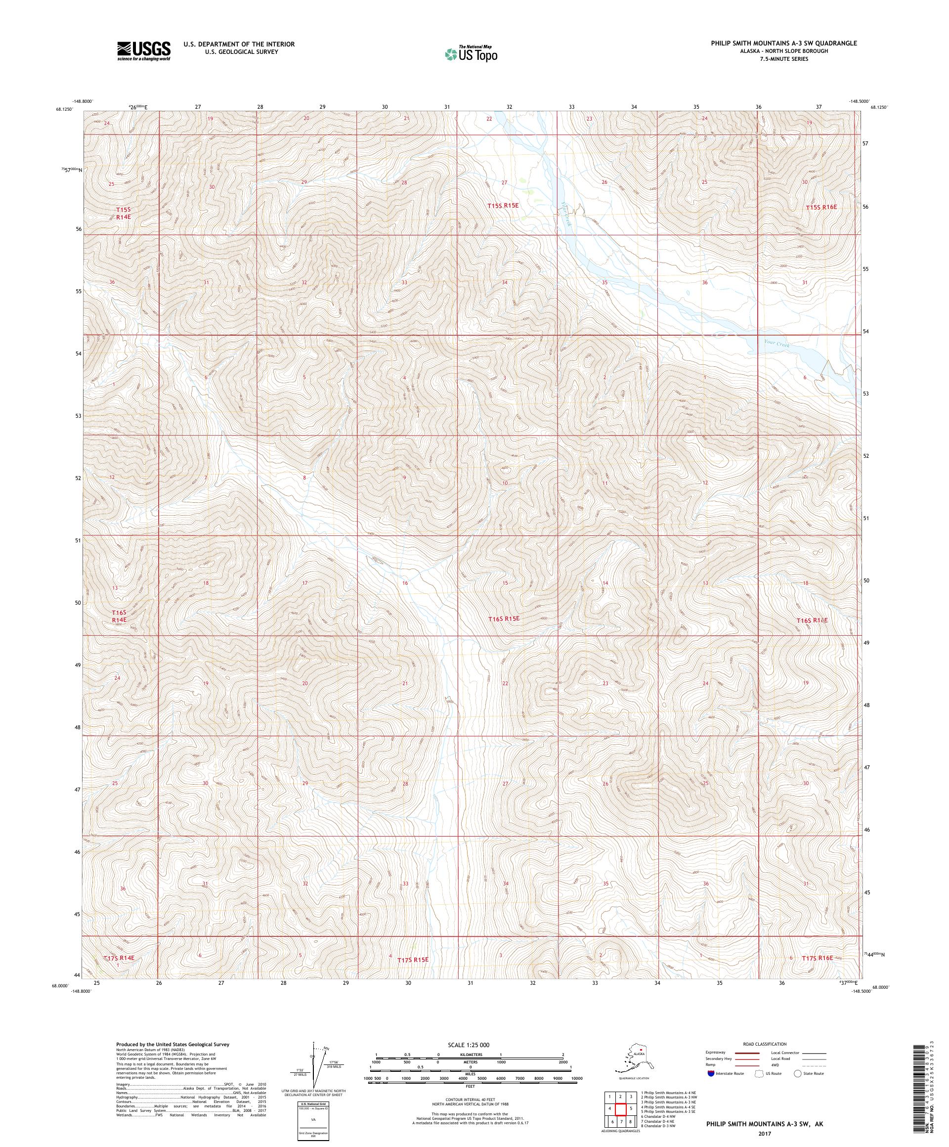 Philip Smith Mountains A-3 SW Alaska US Topo Map – MyTopo Map Store