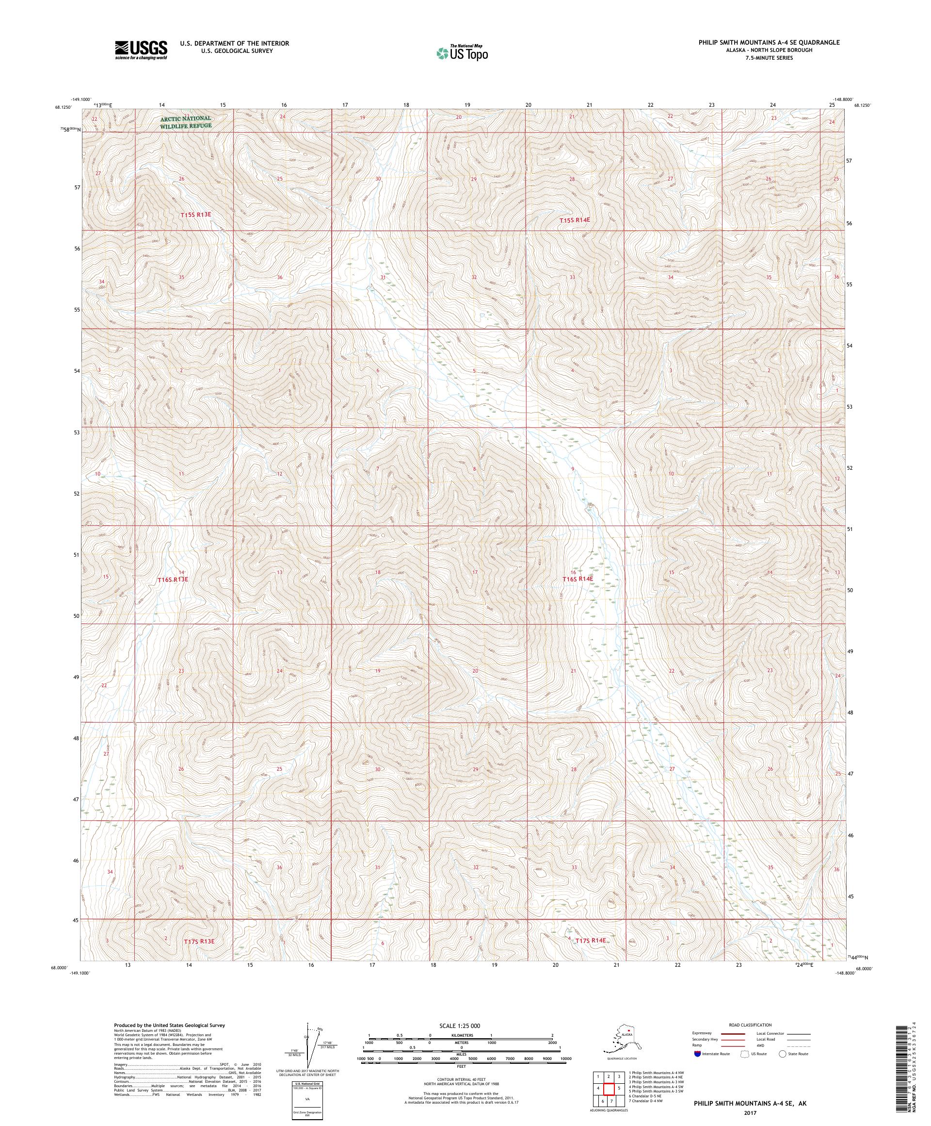 Philip Smith Mountains A-4 SE Alaska US Topo Map – MyTopo Map Store
