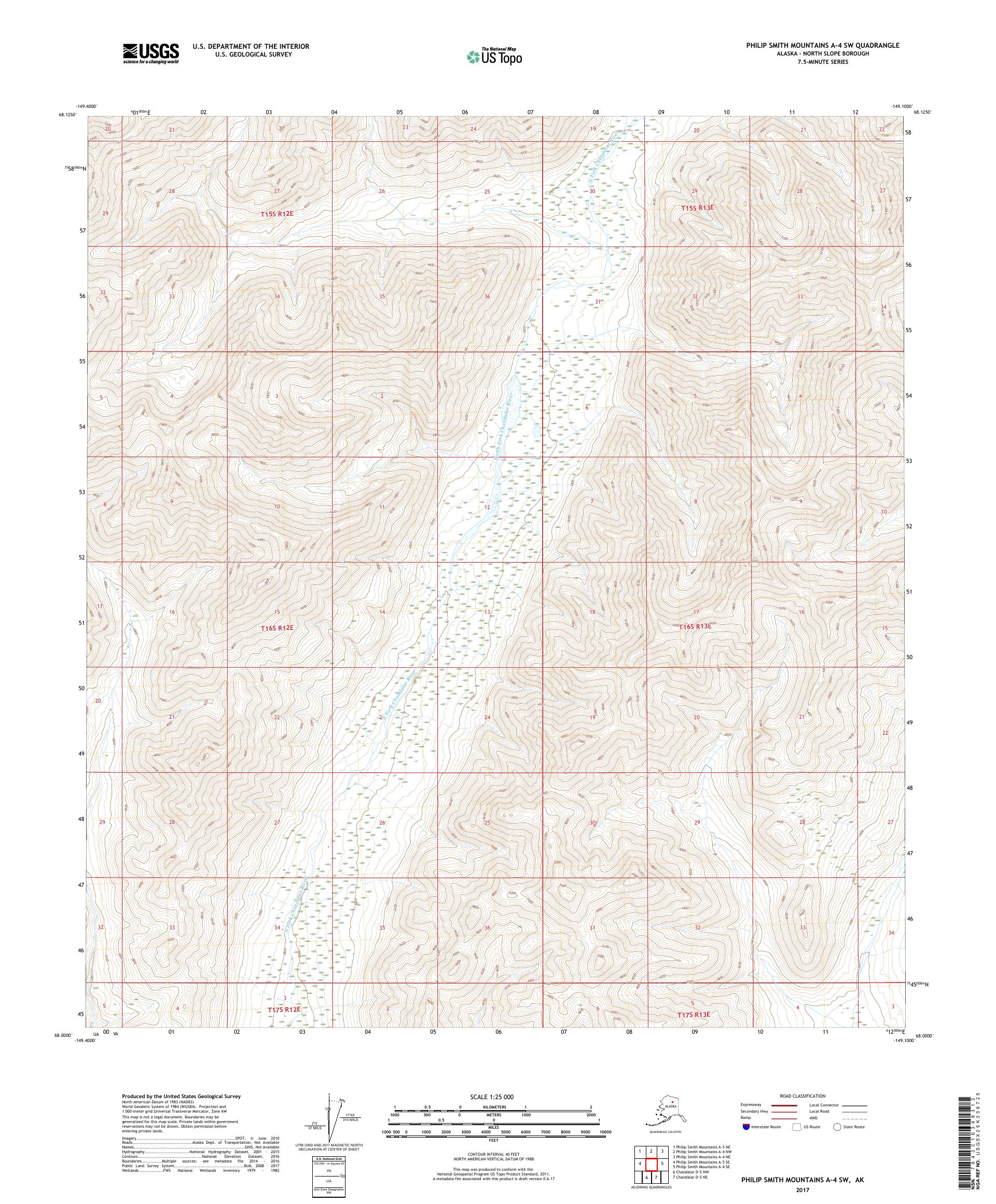 Philip Smith Mountains A-4 SW Alaska US Topo Map – MyTopo Map Store