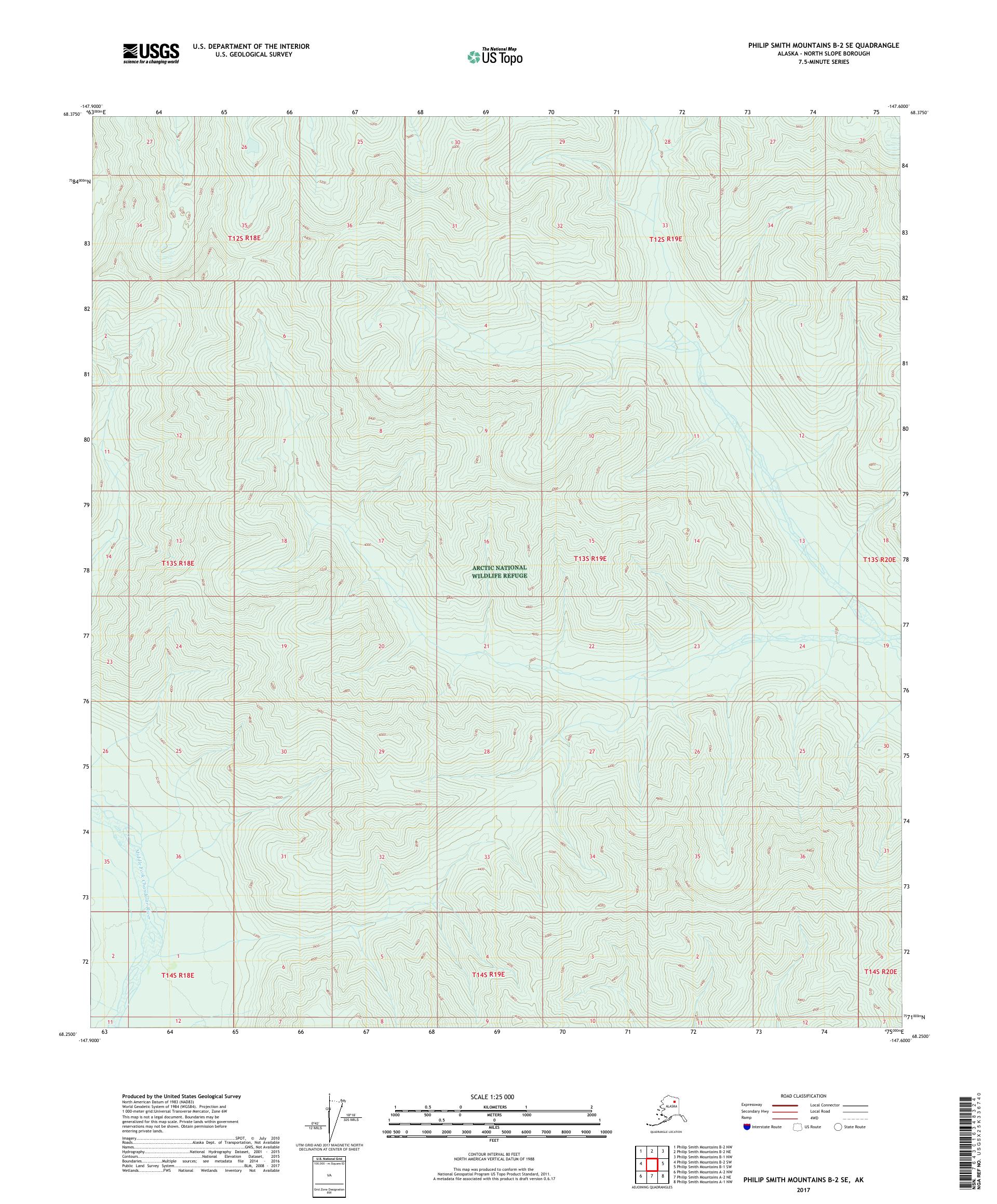Philip Smith Mountains B-2 SE Alaska US Topo Map – MyTopo Map Store