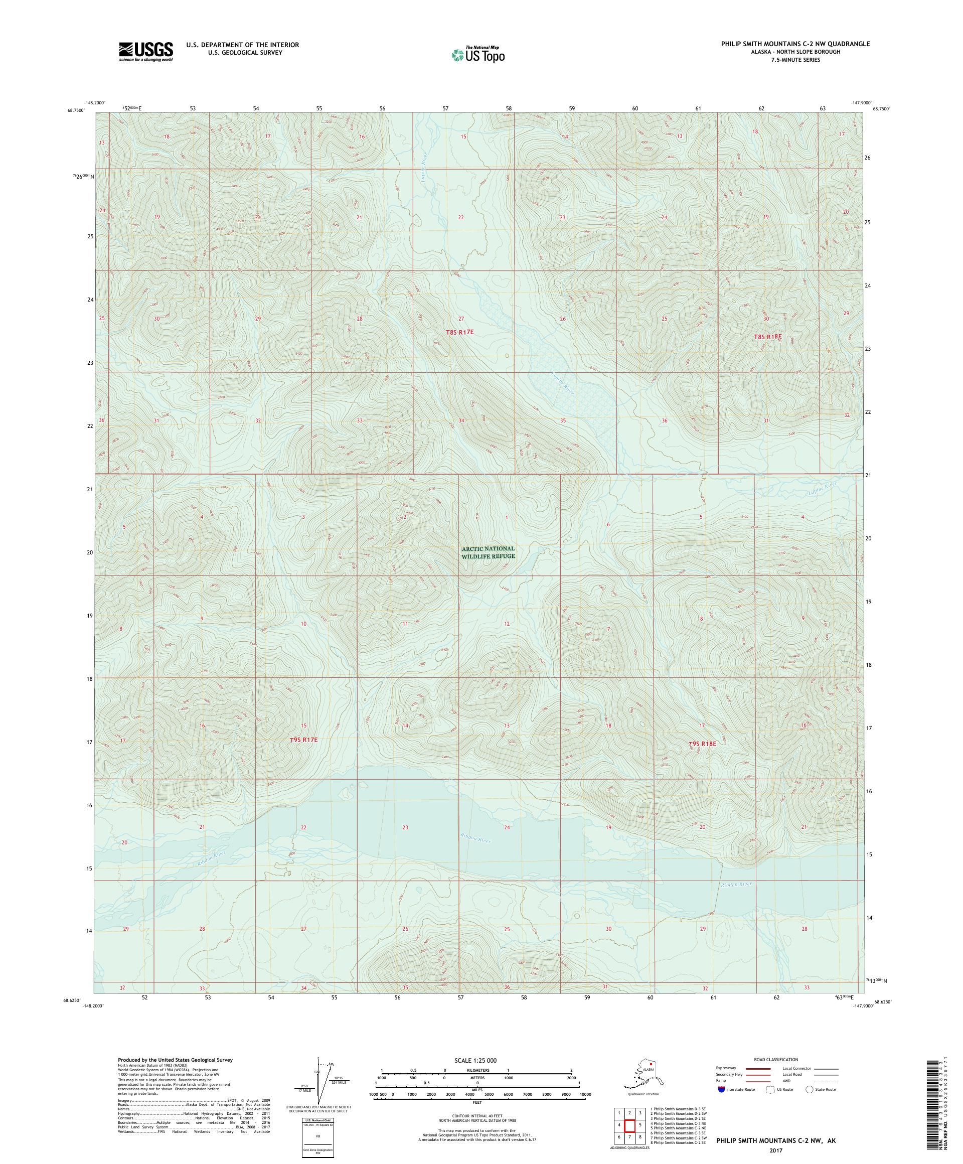 Philip Smith Mountains C-2 NW Alaska US Topo Map – MyTopo Map Store