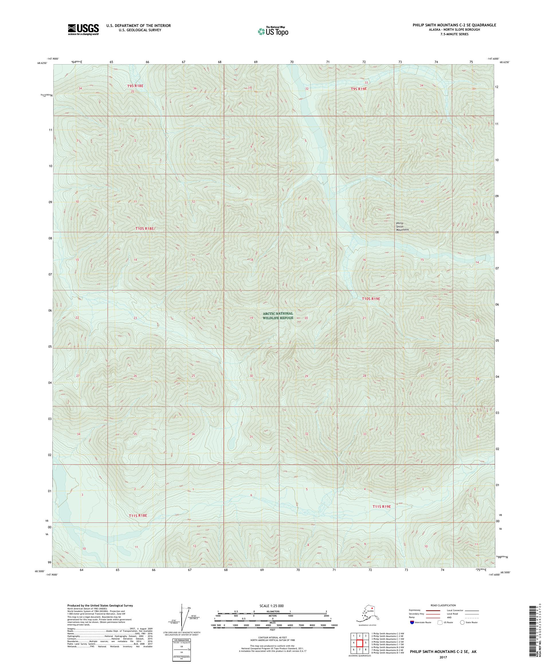Philip Smith Mountains C-2 SE Alaska US Topo Map – MyTopo Map Store