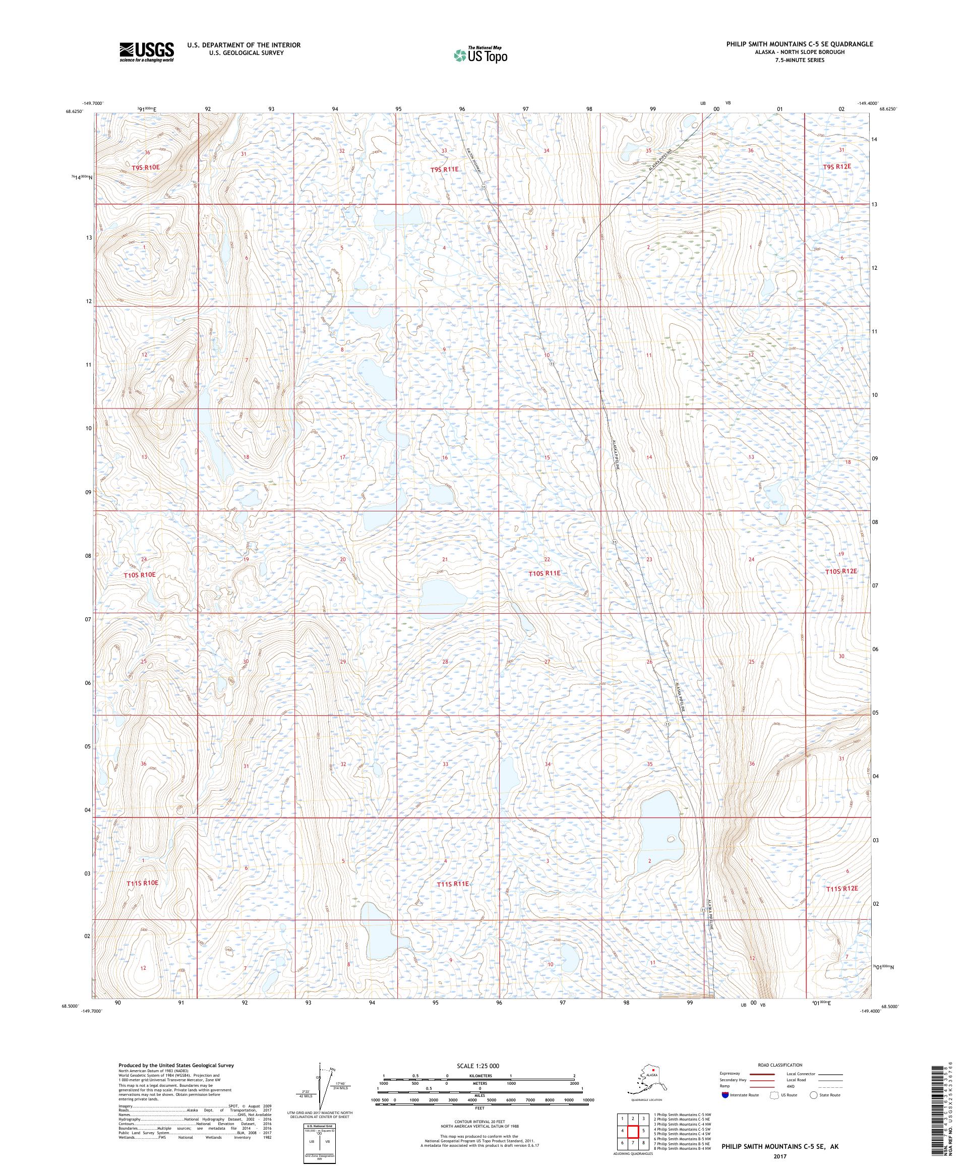 Philip Smith Mountains C-5 SE Alaska US Topo Map – MyTopo Map Store