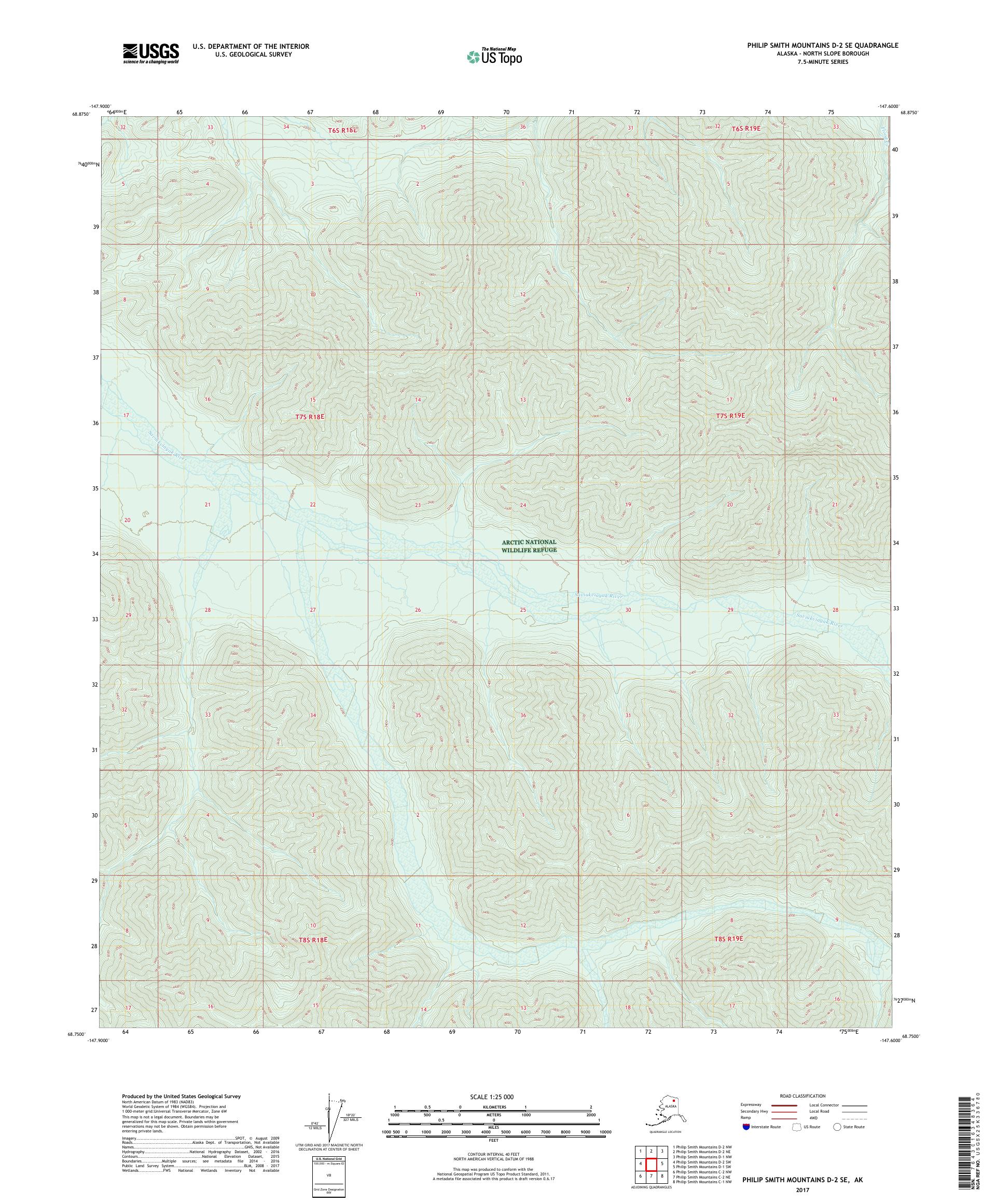 Philip Smith Mountains D-2 SE Alaska US Topo Map – MyTopo Map Store