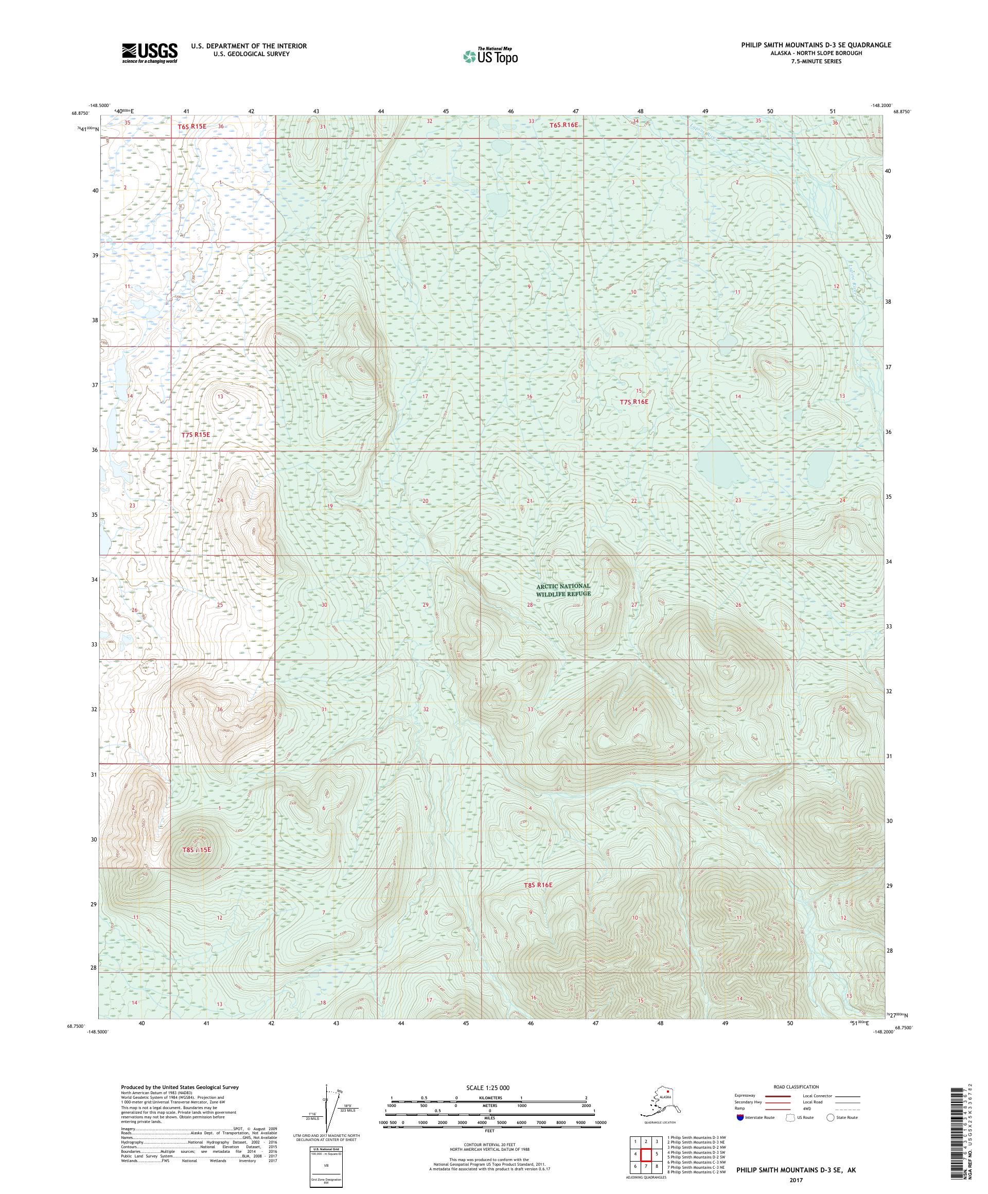 Philip Smith Mountains D-3 SE Alaska US Topo Map – MyTopo Map Store