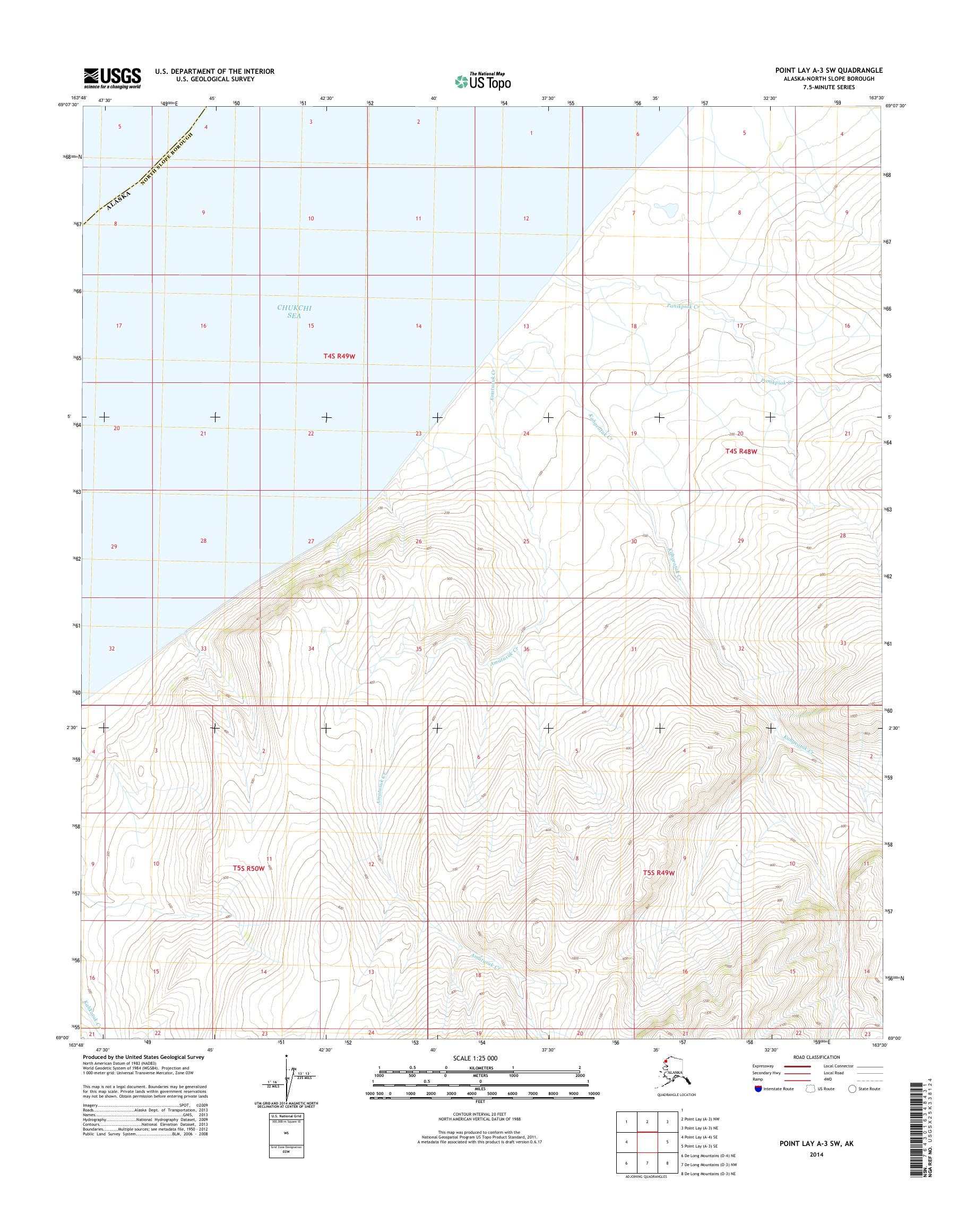 Point Lay A-3 SW Alaska US Topo Map – MyTopo Map Store