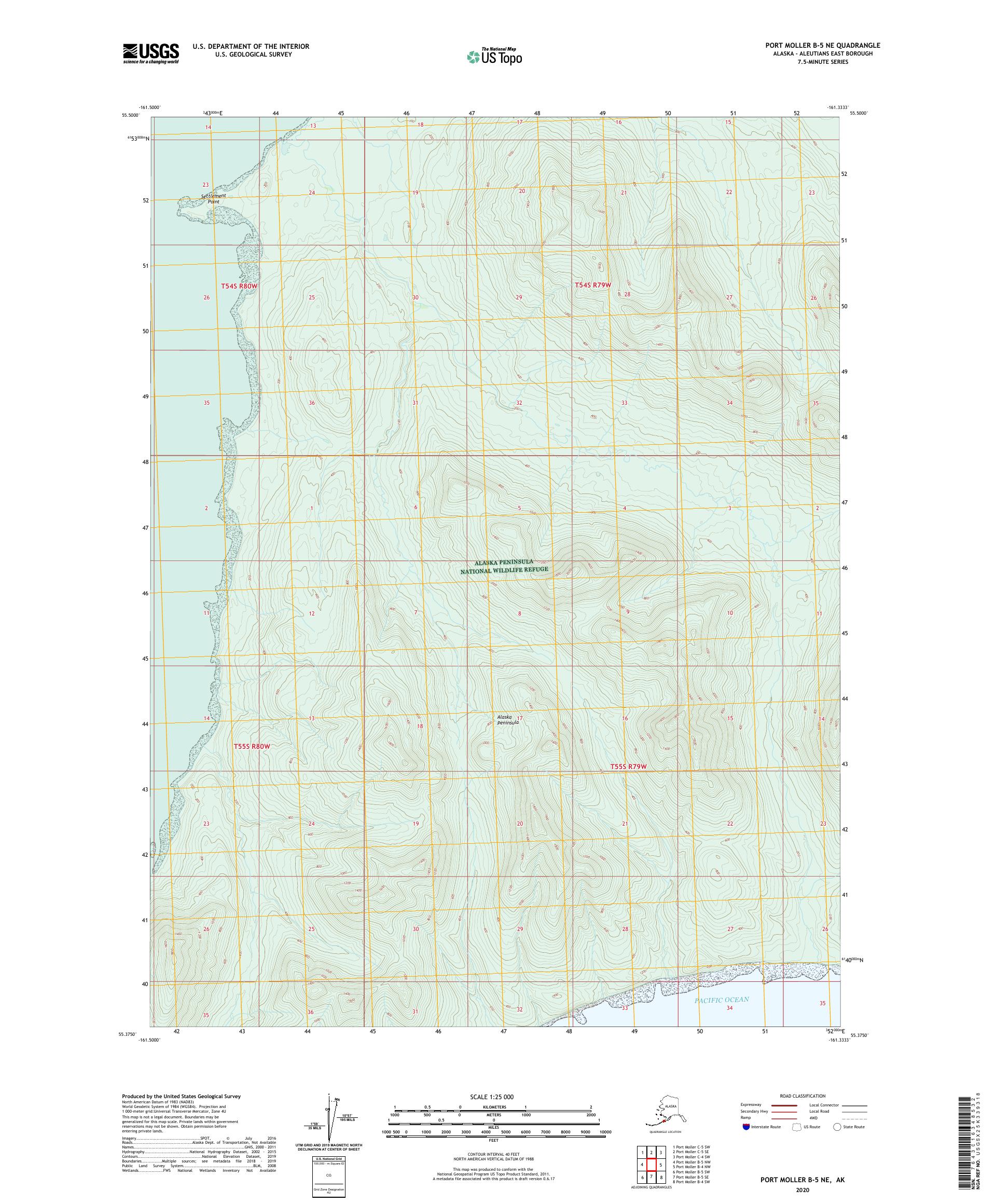 Port Moller B-5 NE Alaska US Topo Map – MyTopo Map Store