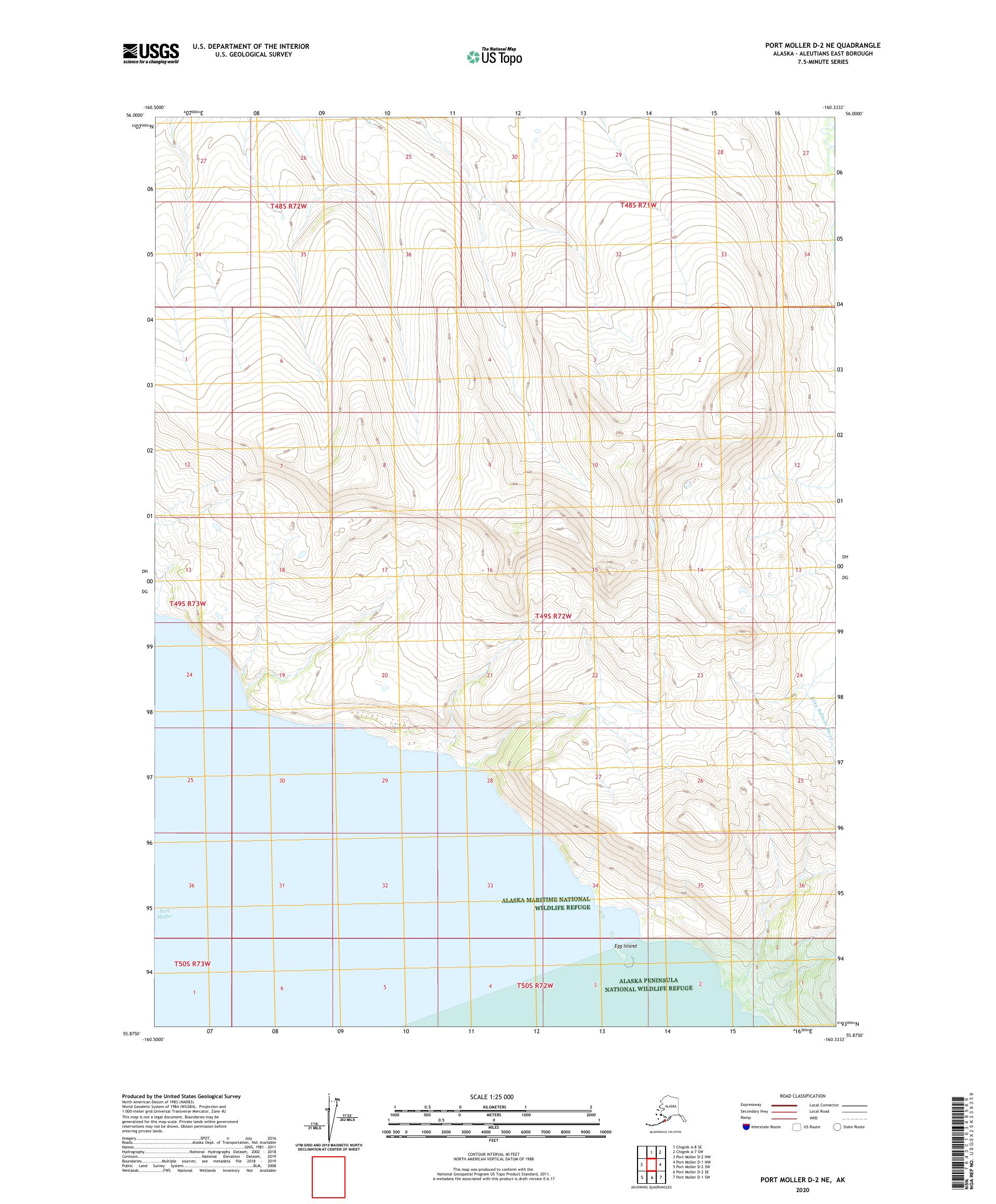 Port Moller D-2 NE Alaska US Topo Map – MyTopo Map Store