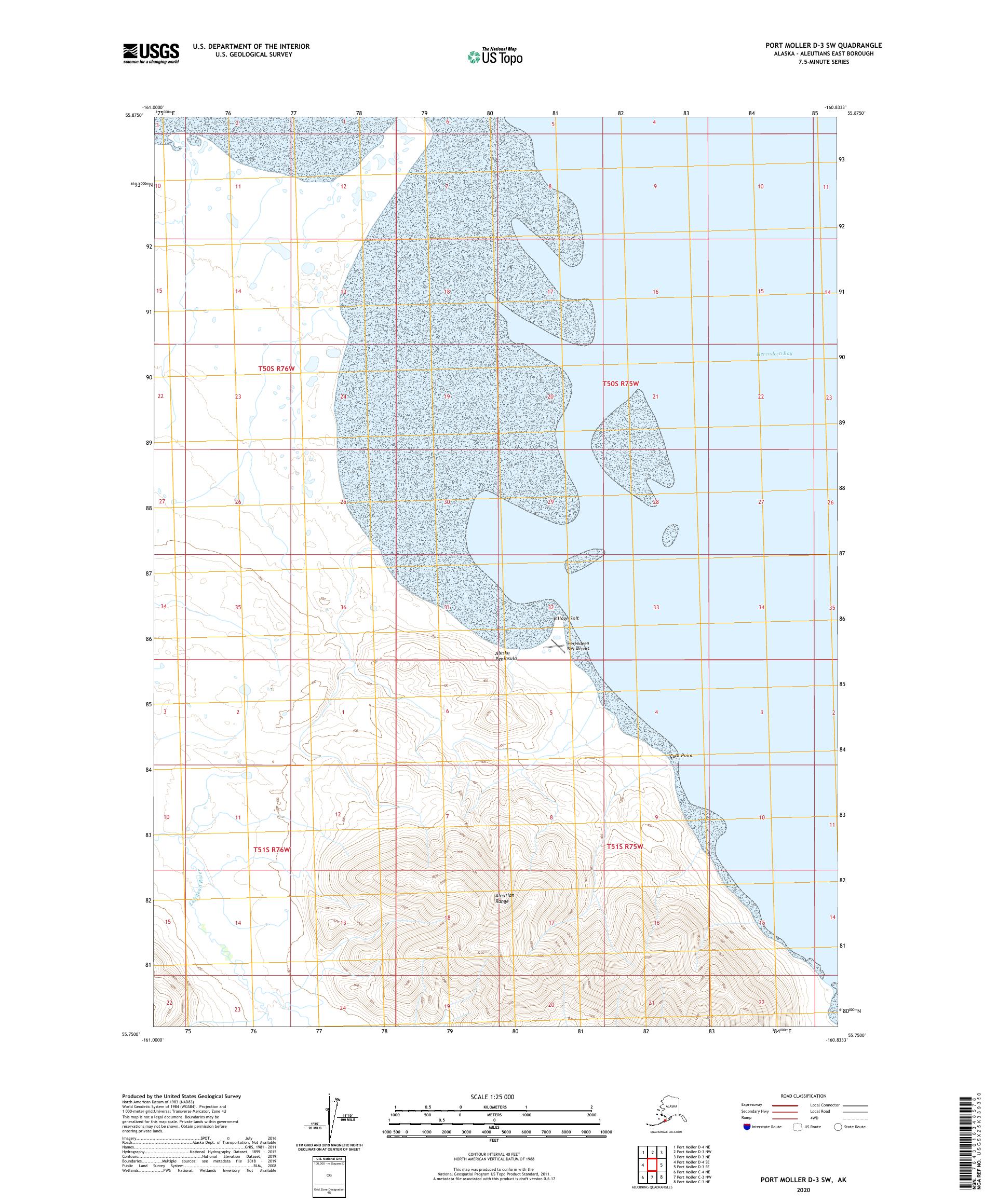 Port Moller D-3 SW Alaska US Topo Map – MyTopo Map Store