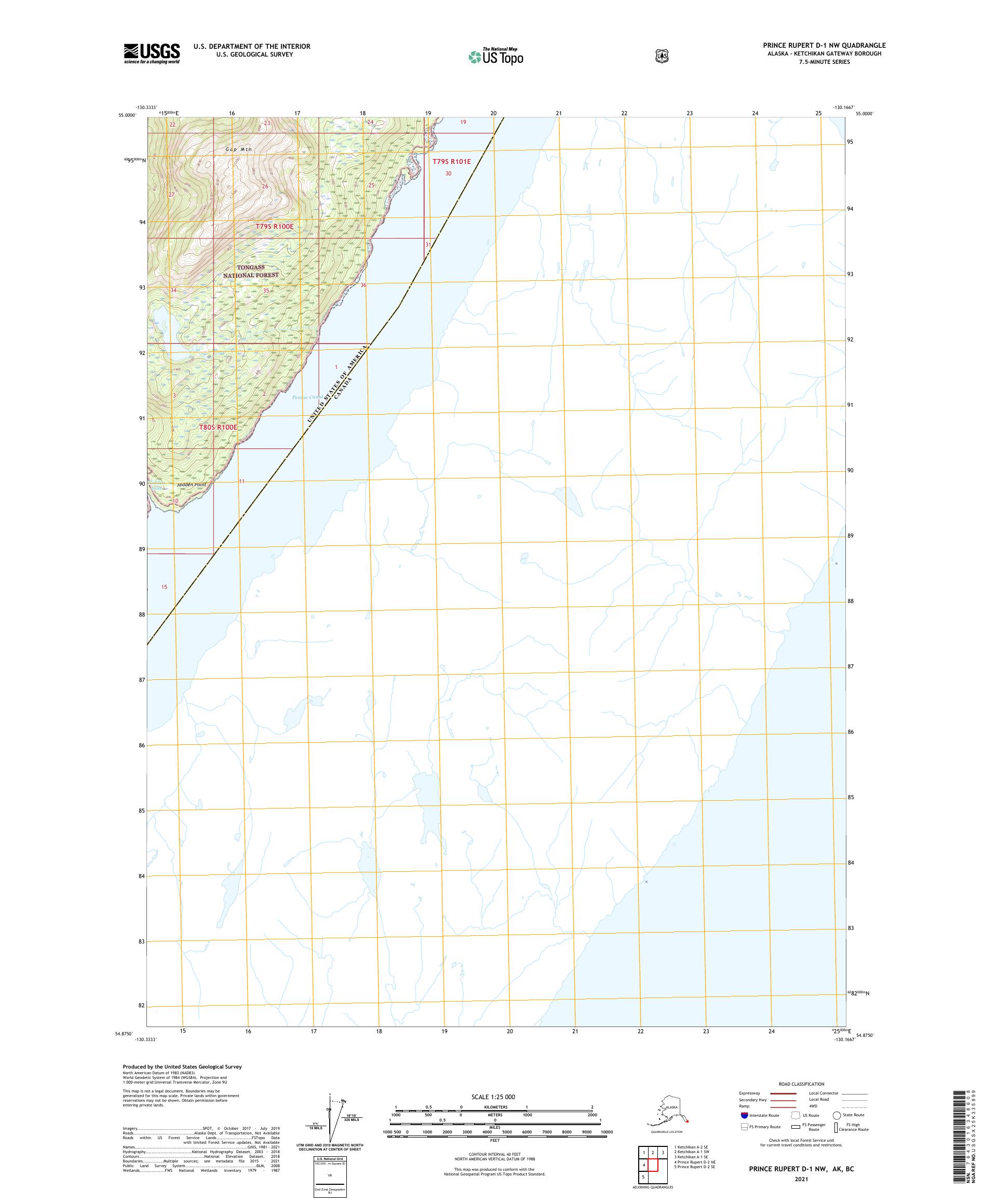 Prince Rupert D-1 NW Alaska US Topo Map – MyTopo Map Store