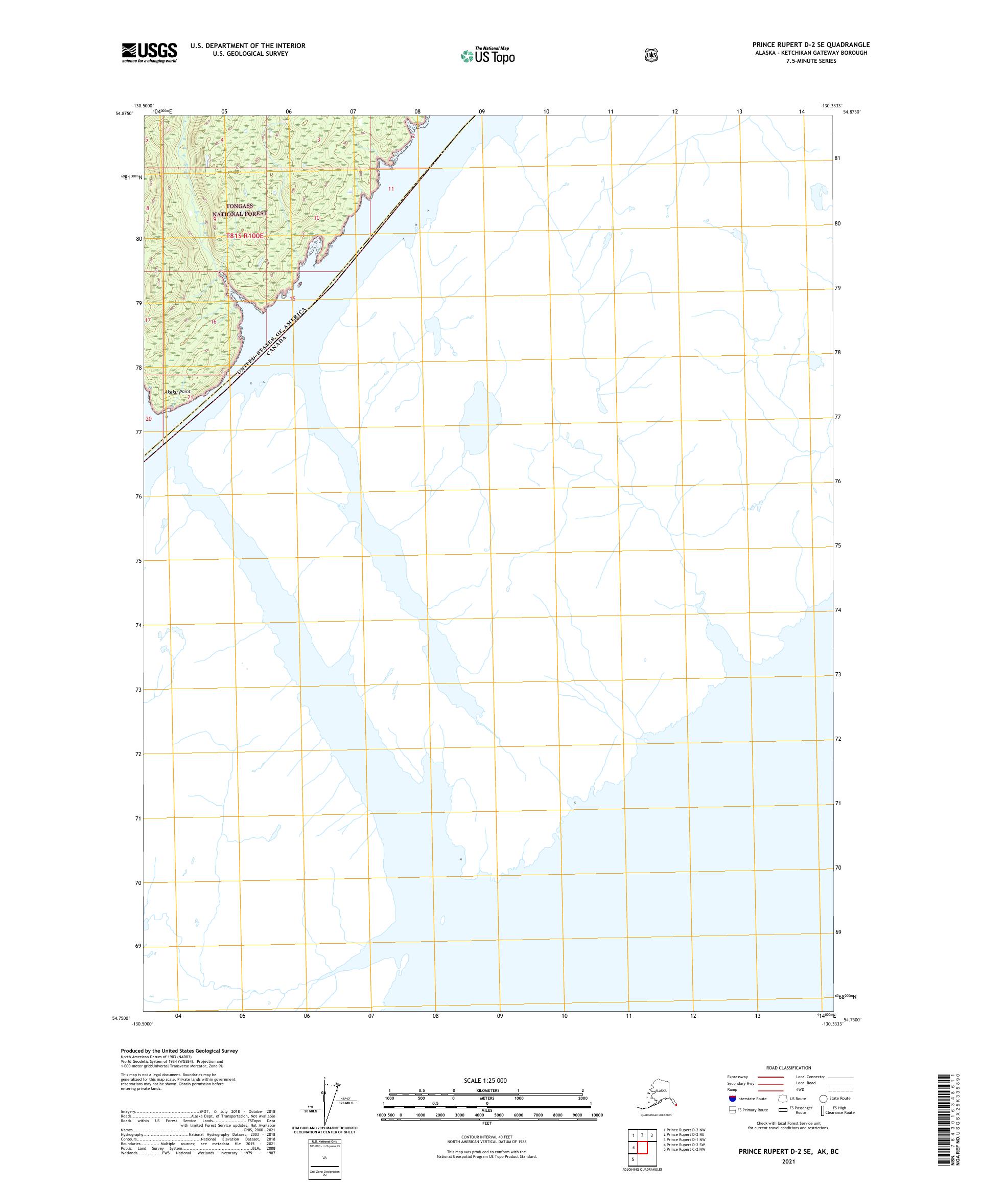 Prince Rupert D-2 SE Alaska US Topo Map – MyTopo Map Store