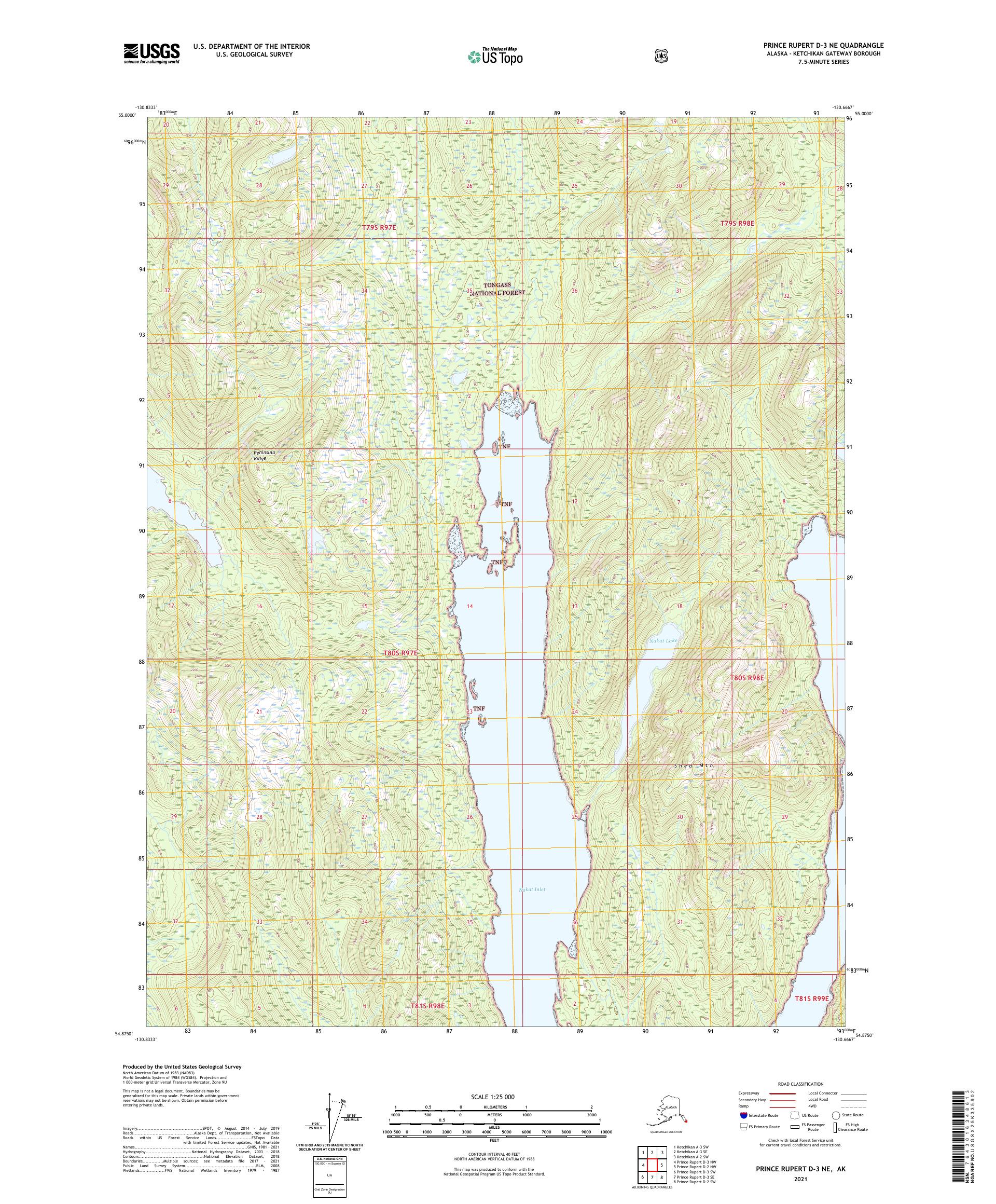 Prince Rupert D-3 NE Alaska US Topo Map – MyTopo Map Store
