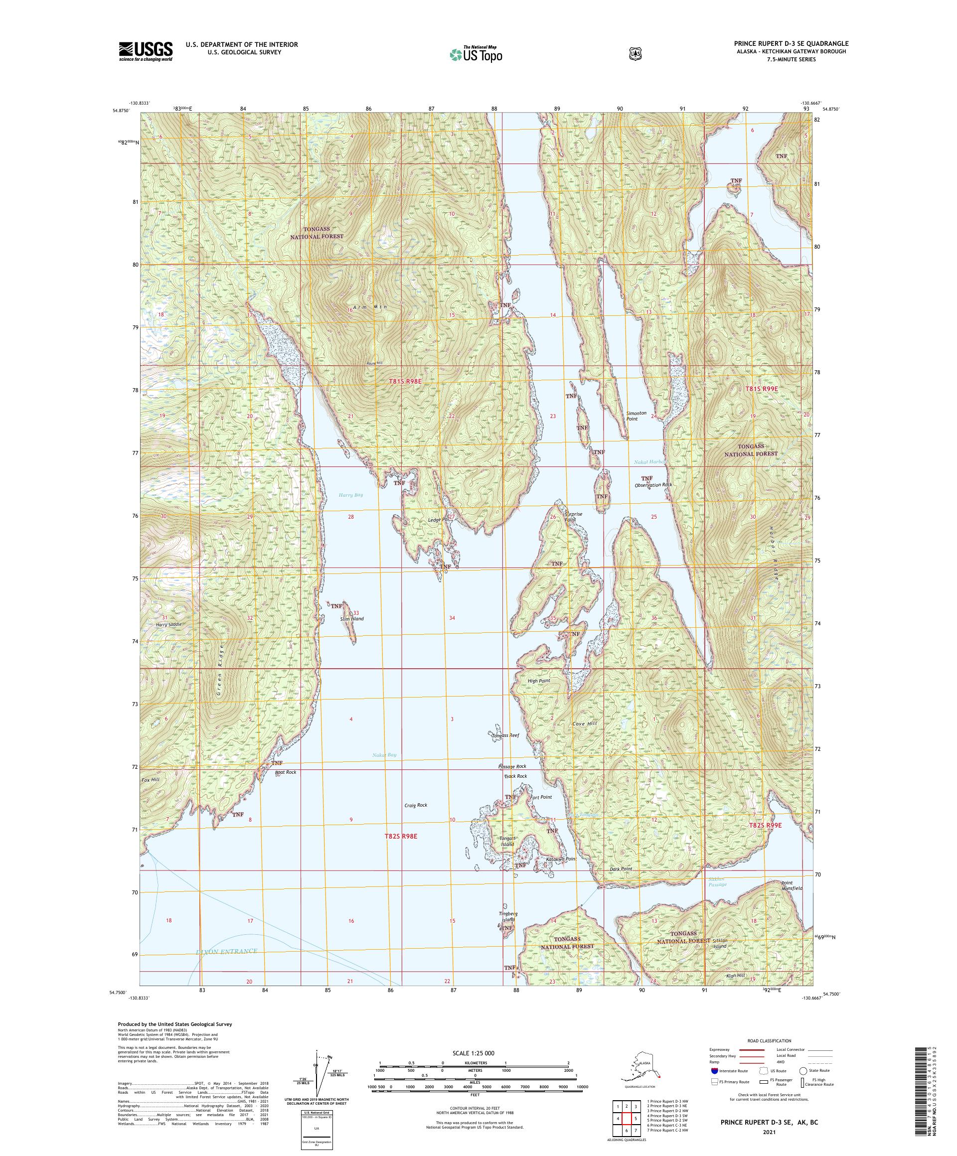 Prince Rupert D-3 SE Alaska US Topo Map – MyTopo Map Store