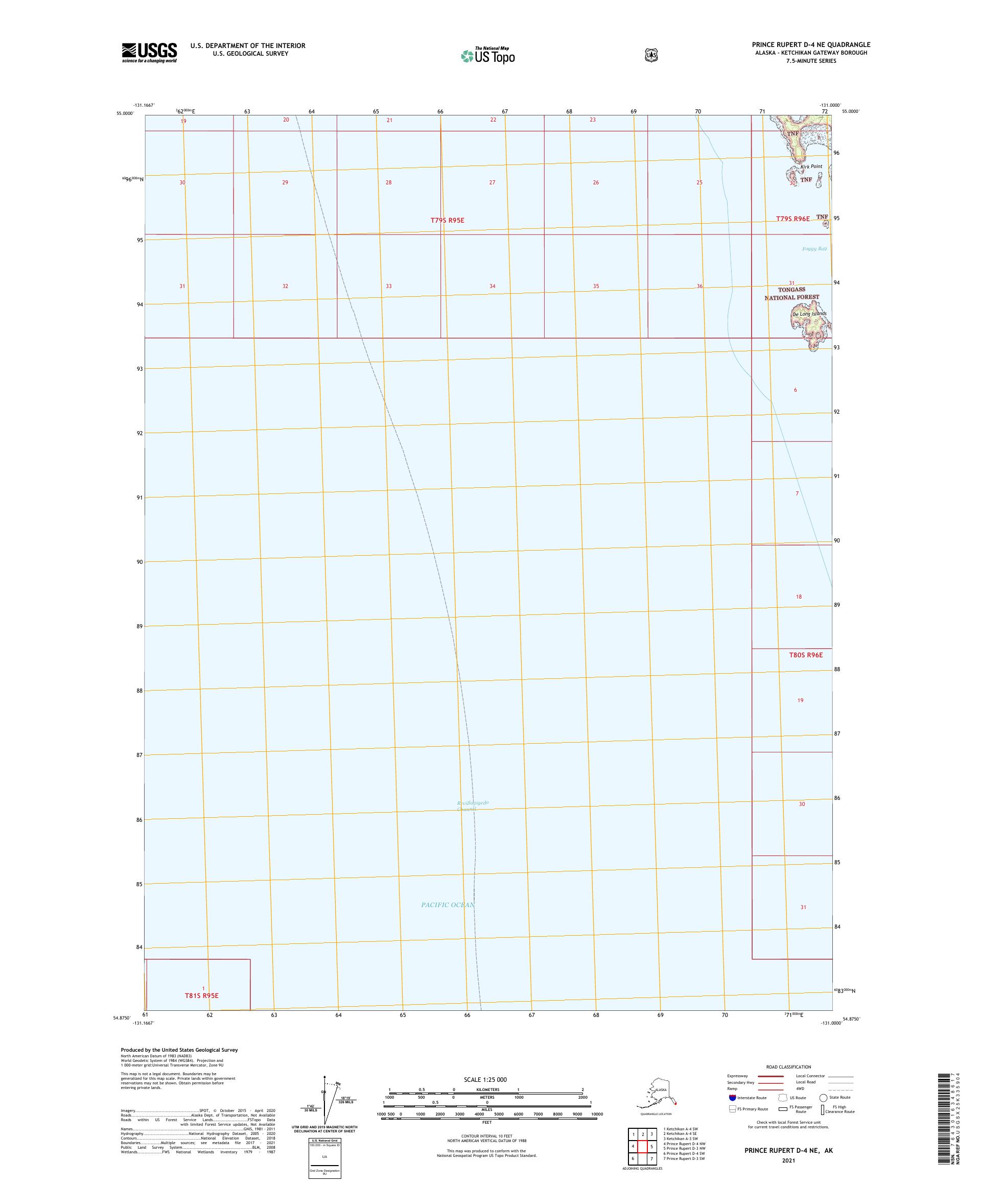 Prince Rupert D-4 NE Alaska US Topo Map – MyTopo Map Store