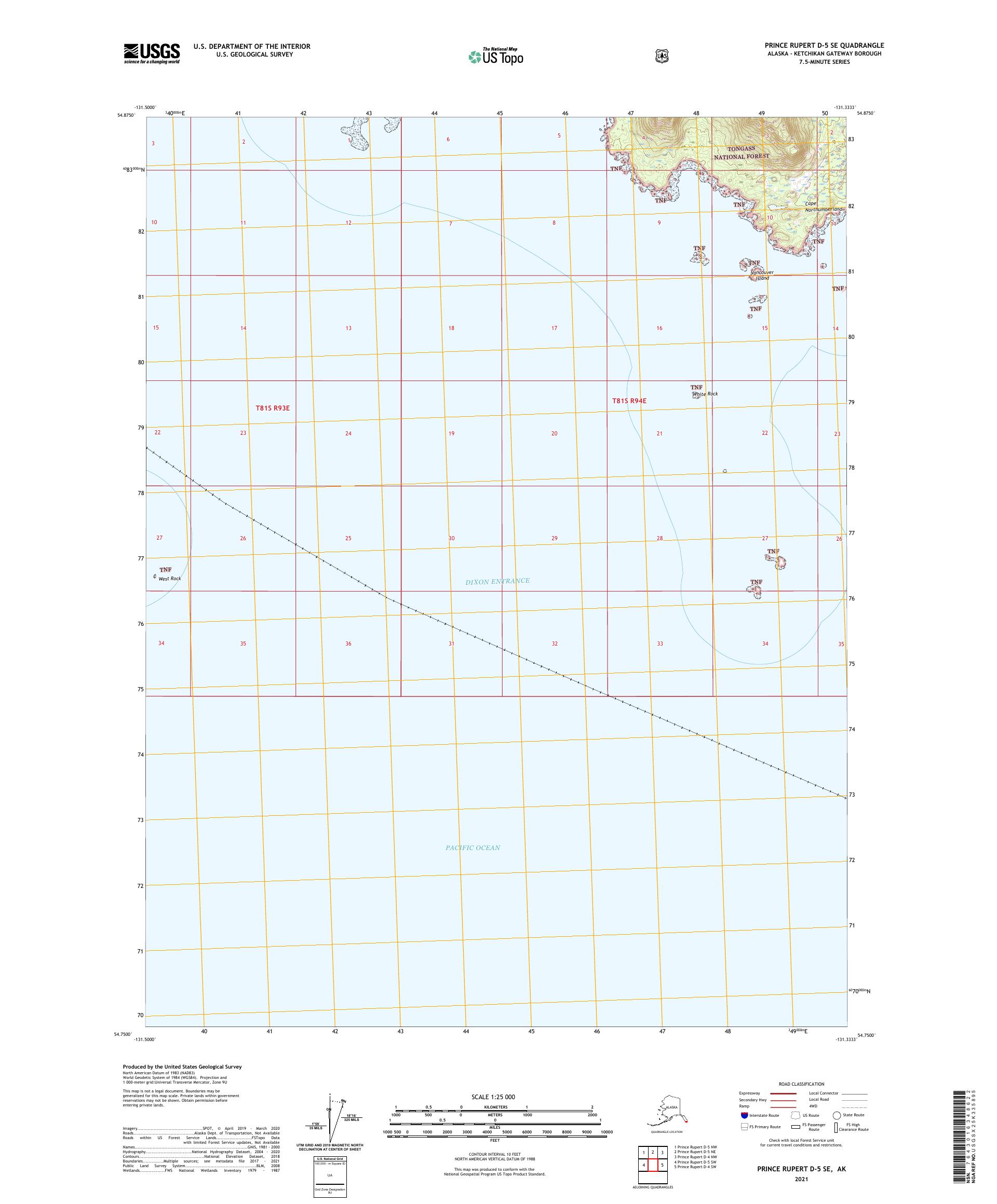 Prince Rupert D-5 SE Alaska US Topo Map – MyTopo Map Store