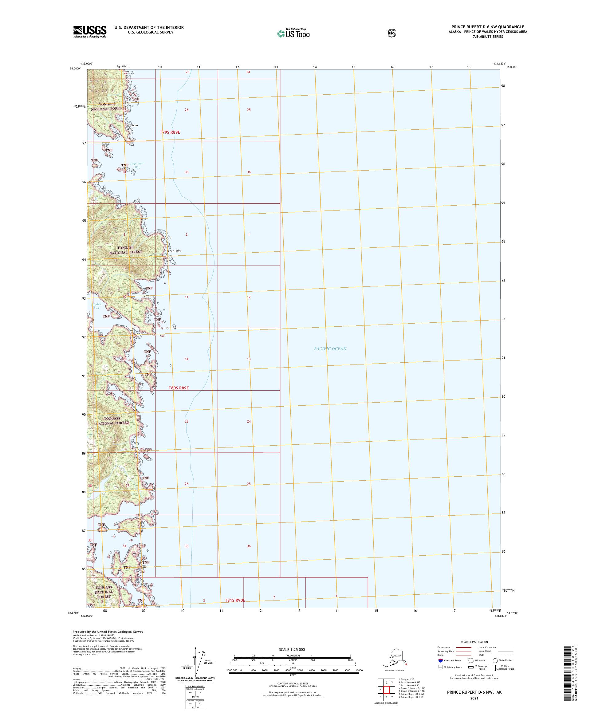 Prince Rupert D-6 NW Alaska US Topo Map – MyTopo Map Store