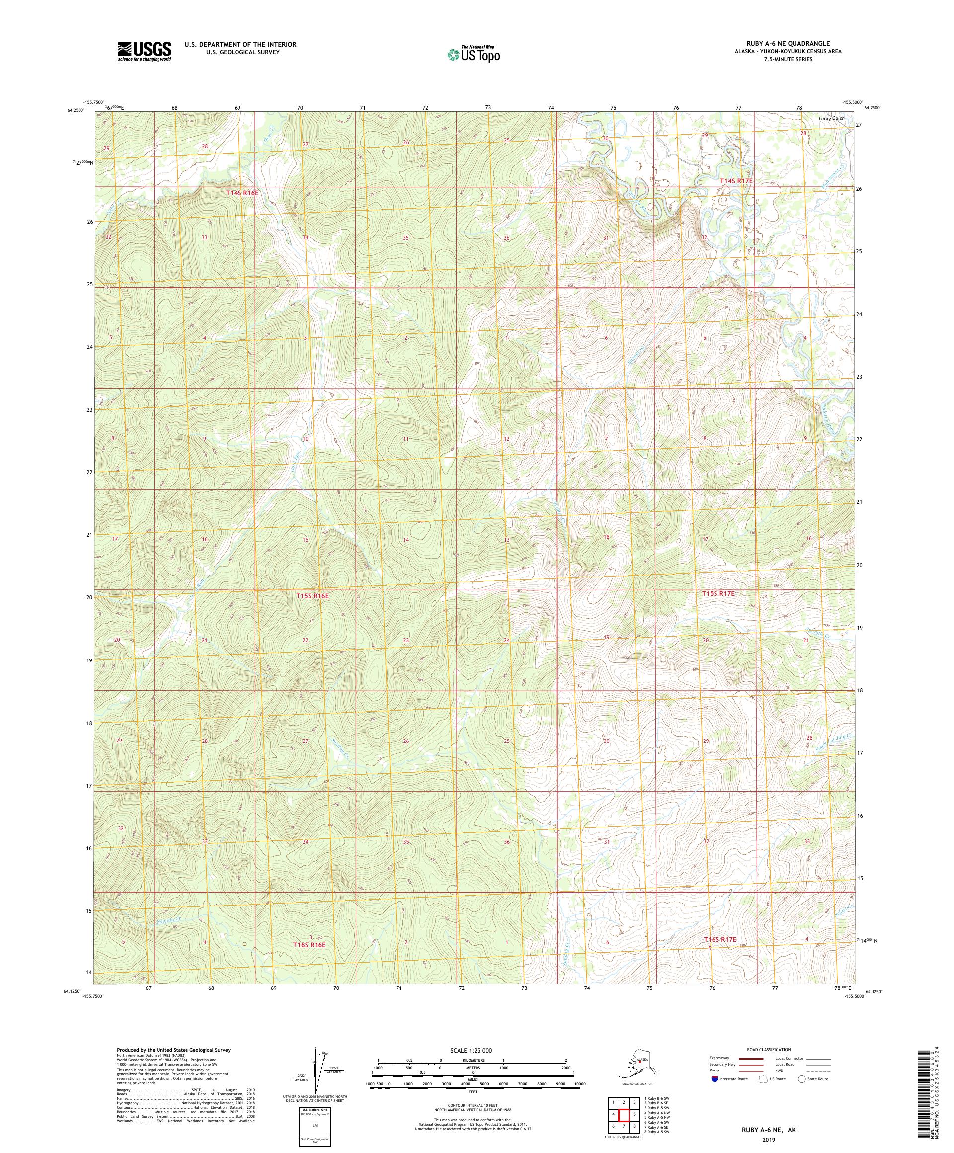 Ruby A-6 NE Alaska US Topo Map – MyTopo Map Store