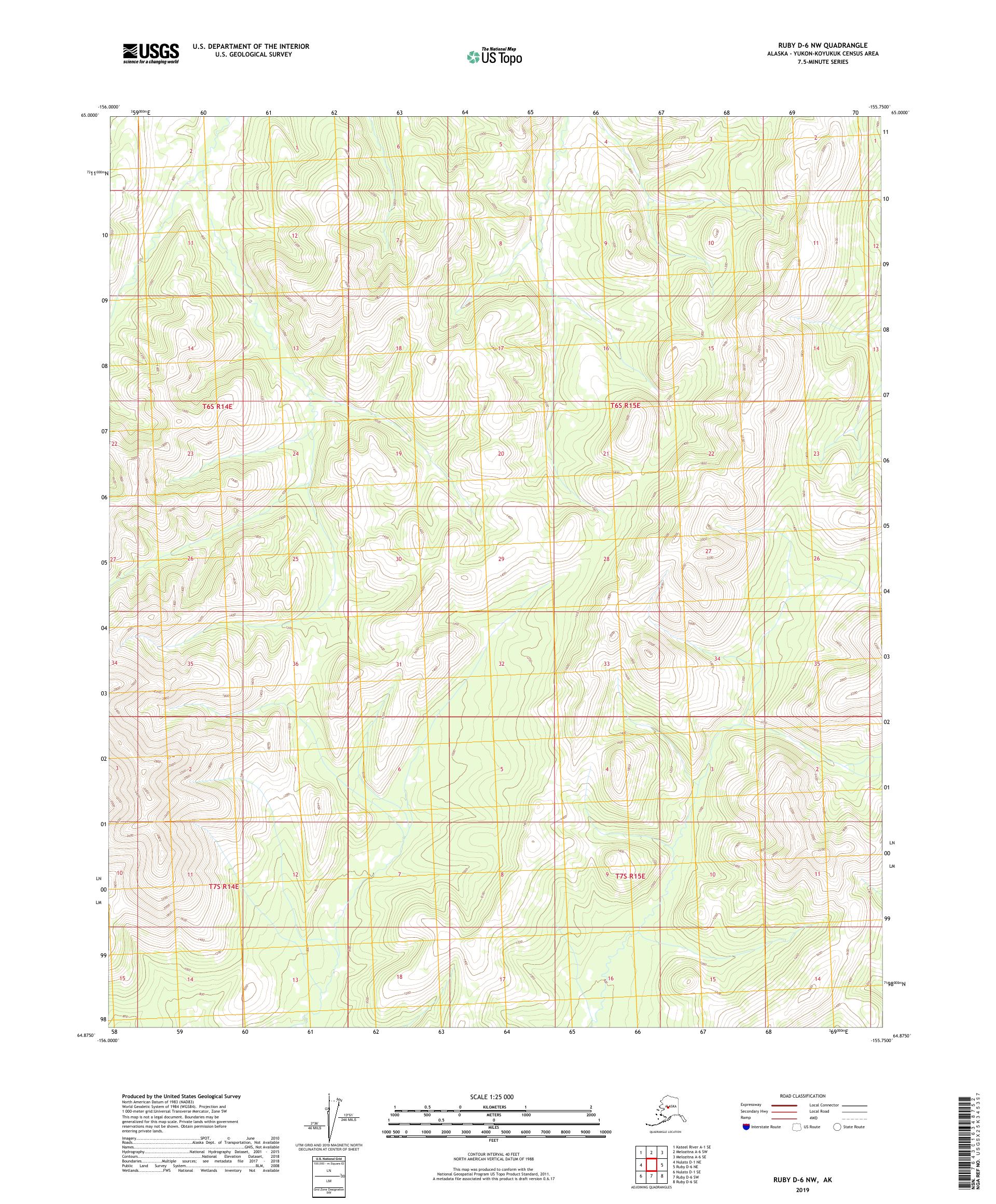 Ruby D-6 NW Alaska US Topo Map – MyTopo Map Store
