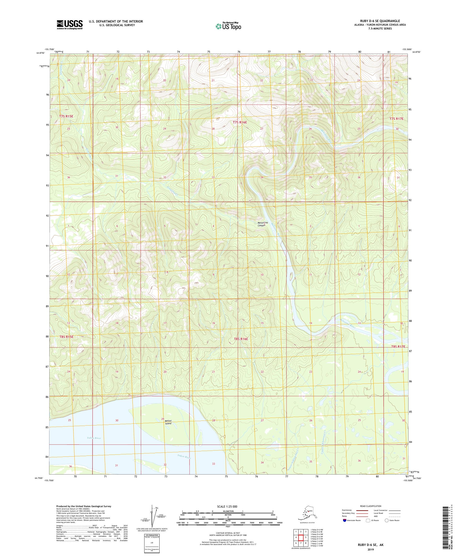 Ruby D-6 SE Alaska US Topo Map – MyTopo Map Store