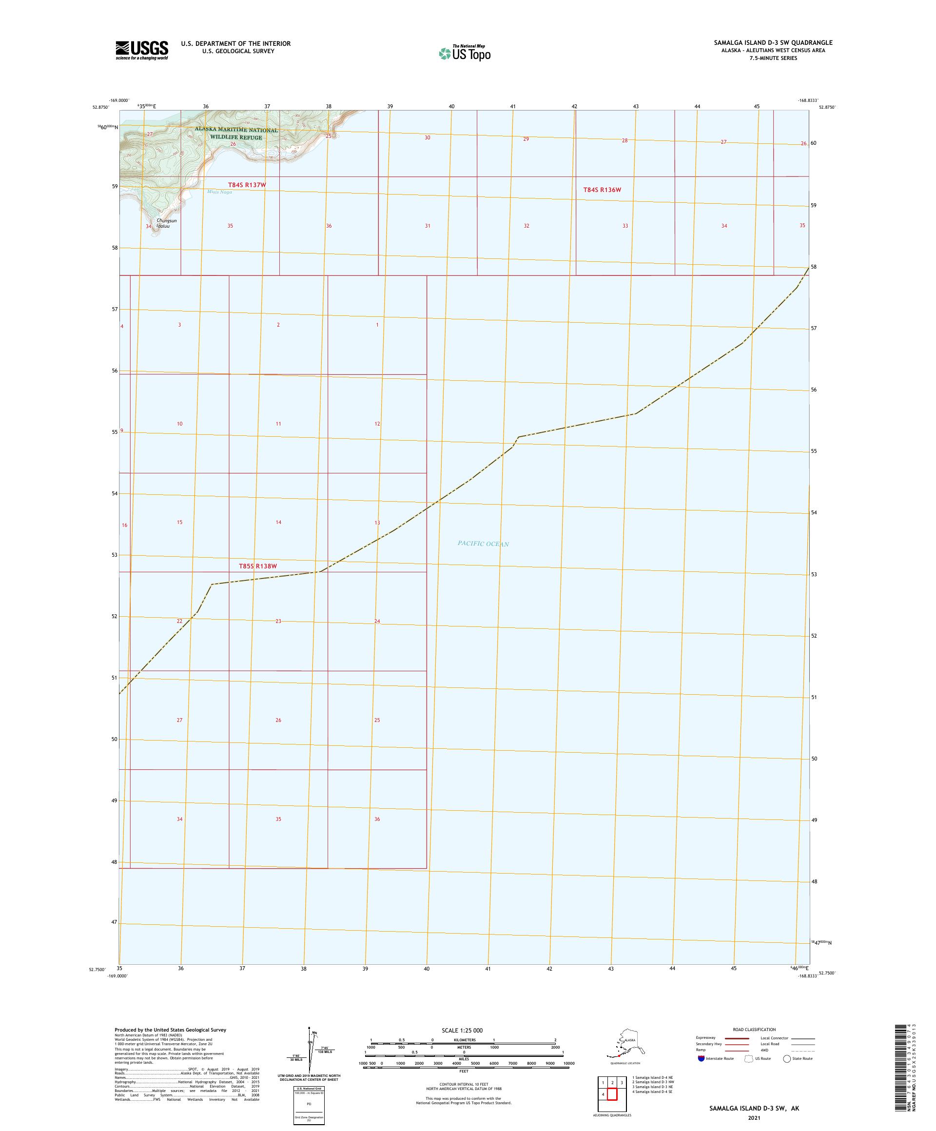 Samalga Island D-3 SW Alaska US Topo Map – MyTopo Map Store